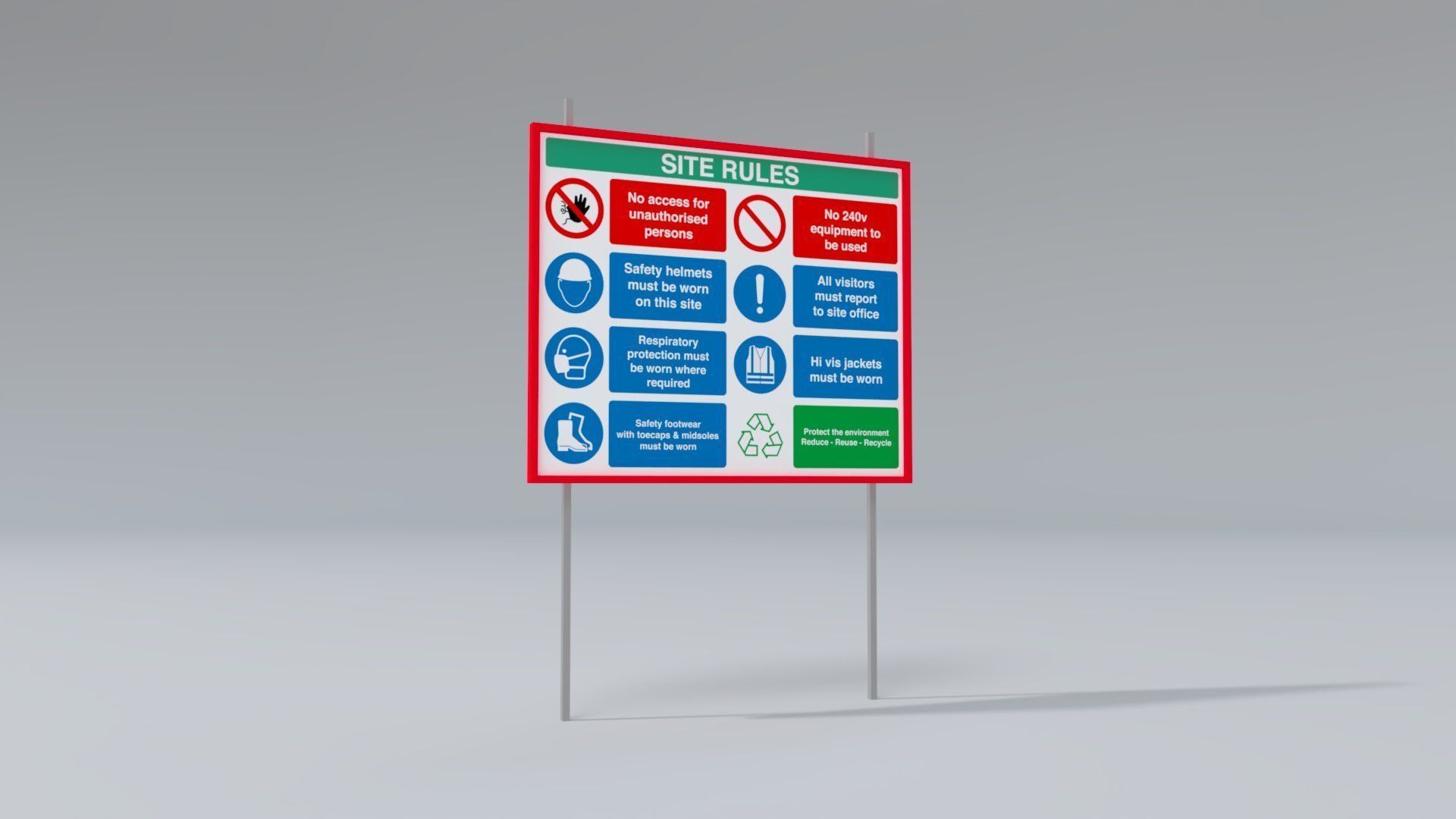 3D model Heath Safety and Environment HSE Sign VR / AR / low-poly ...