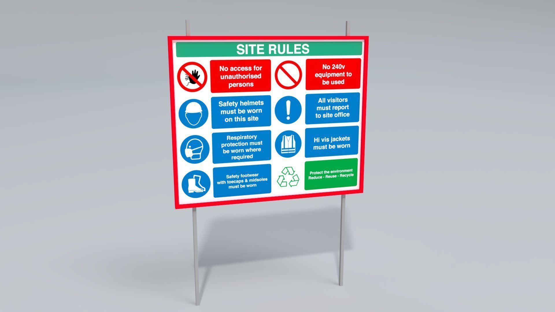 3D model Heath Safety and Environment HSE Sign VR / AR / low-poly ...