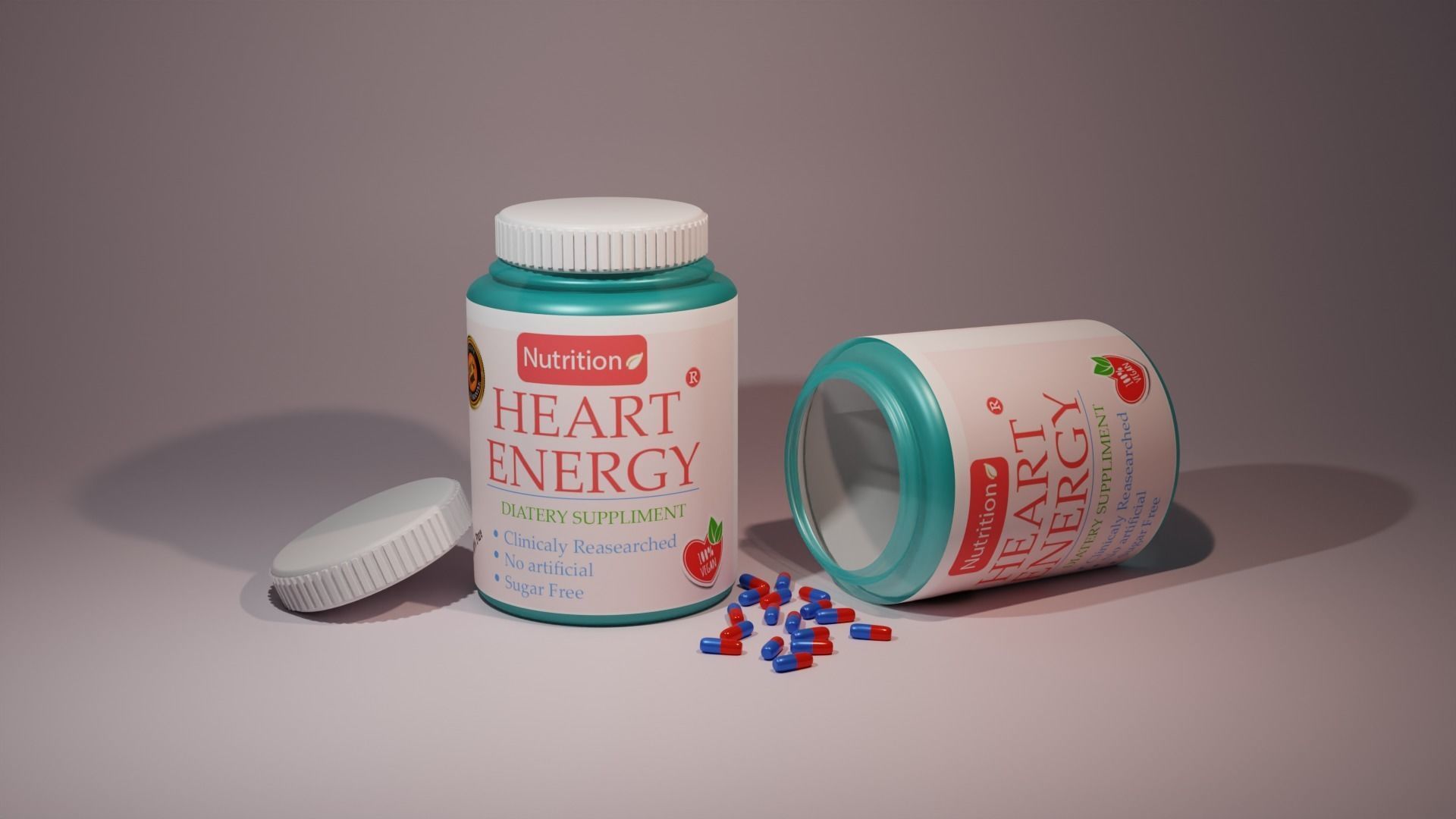 3D cosmetic supplement bottle and label design 3D model | CGTrader