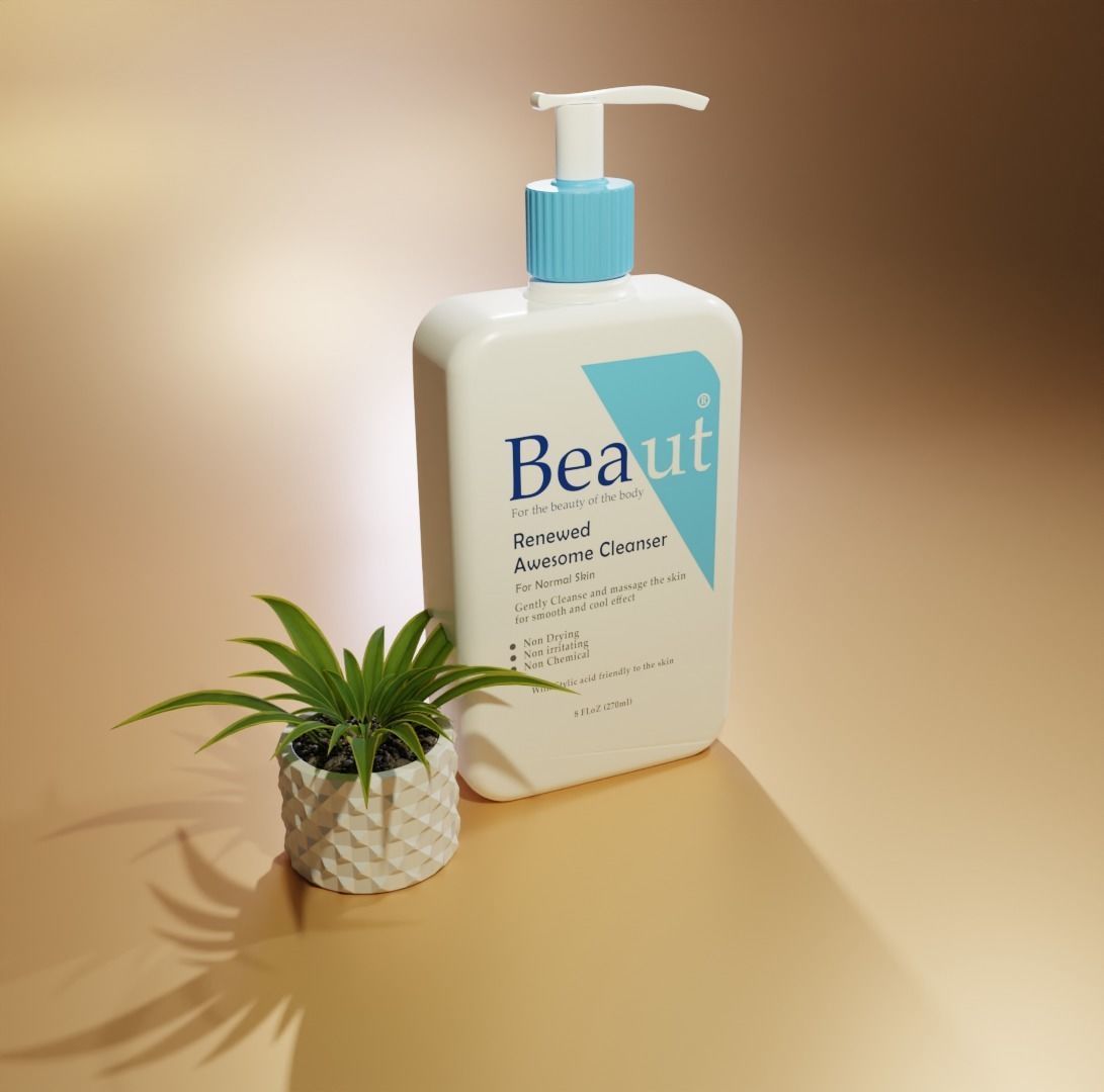 Cosmetic lotion bottle and label 3D model | CGTrader