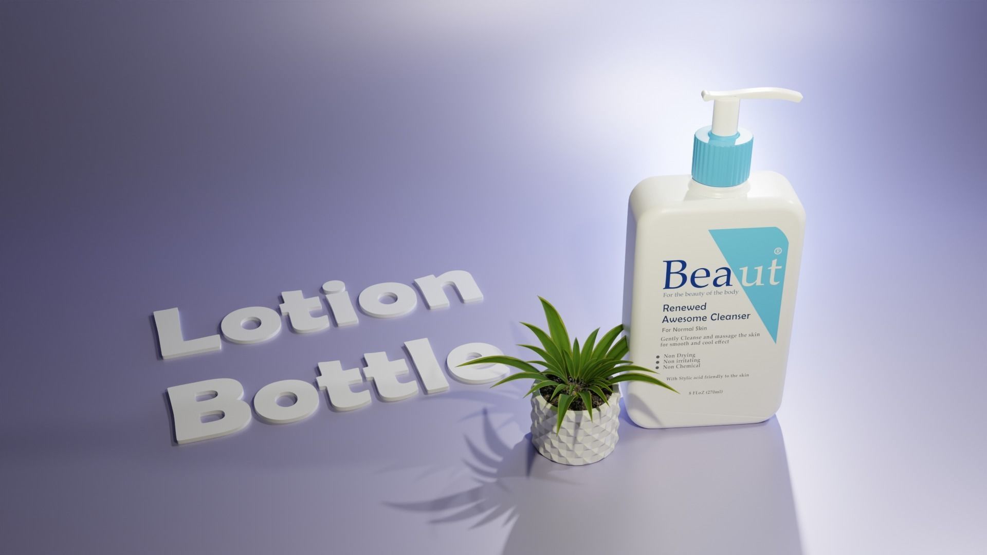 Cosmetic lotion bottle and label 3D model | CGTrader