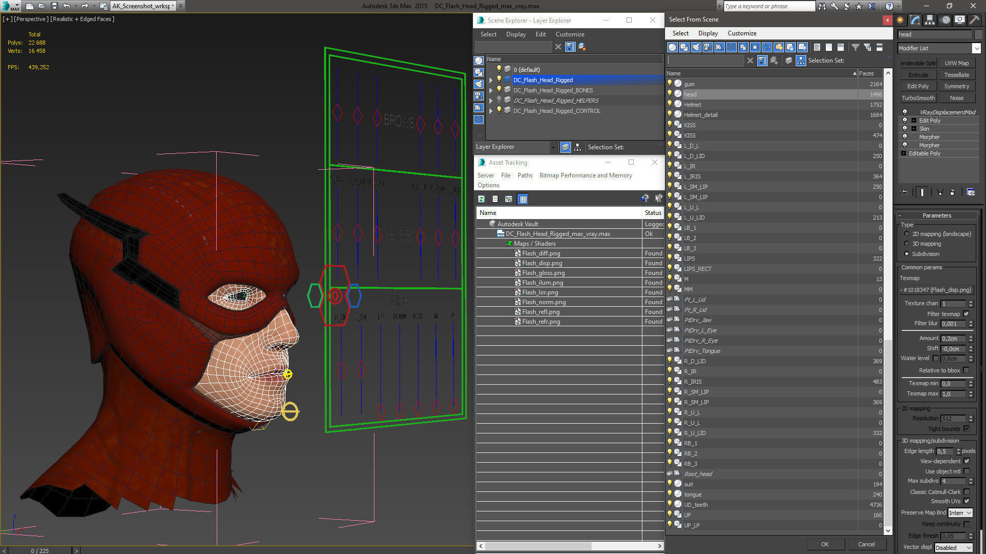 DC Flash Head Rigged 3D model rigged | CGTrader