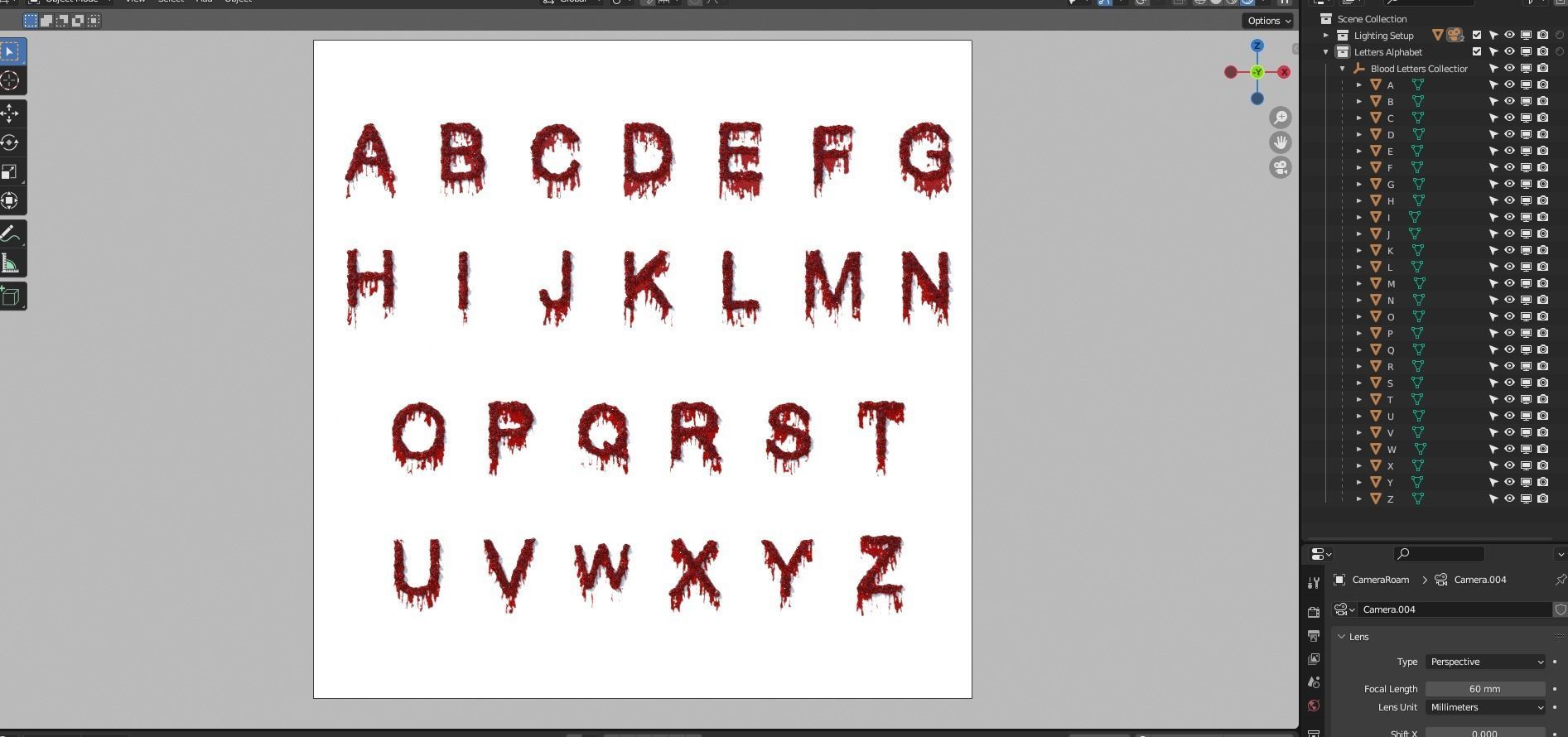 Blood Letters Font 3D model | CGTrader