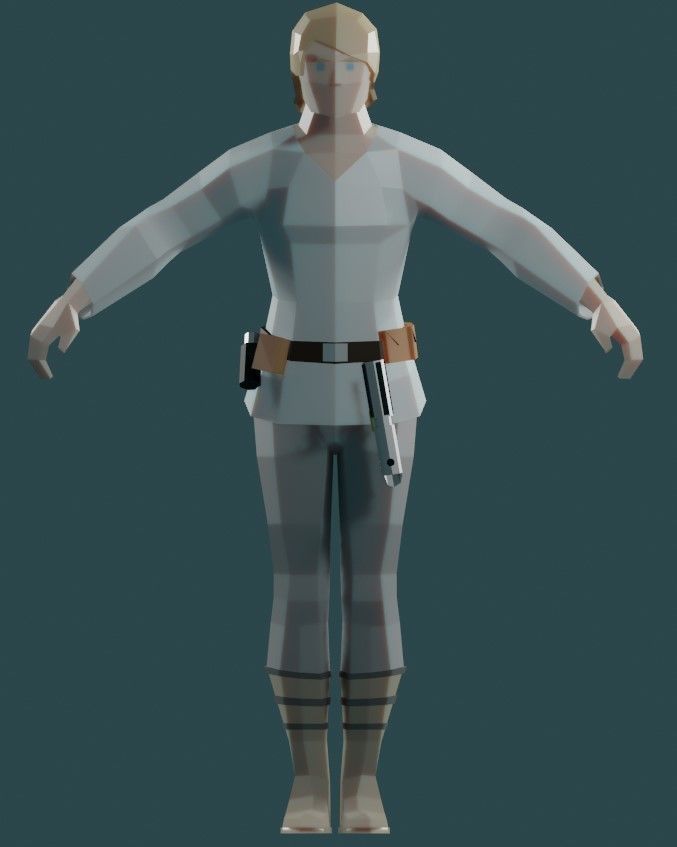Luke Skywalker Low-Poly free 3D model rigged | CGTrader