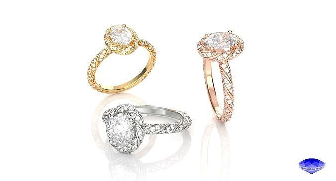 Oval Diamond Fancy Engagement Ring 3D model 3D printable | CGTrader