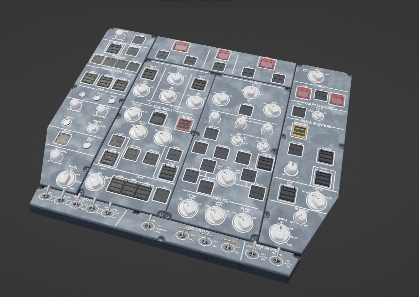 3D model Airbus A220 Cockpit Overhead Animated VR / AR / low-poly ...