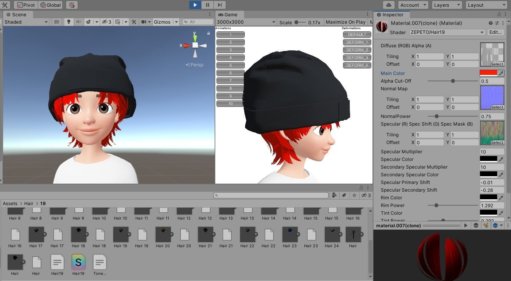 3D model Hair with Hat 3D Model Zepeto Unity Prefab FBX 019 VR / AR ...