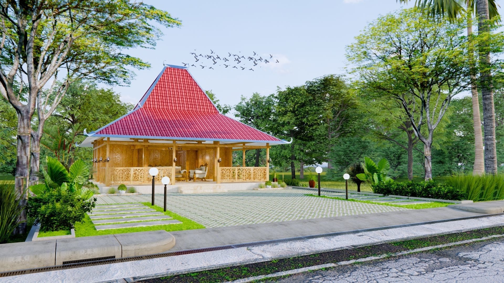 Joglo Traditional Java Wood House Design 3D model | CGTrader