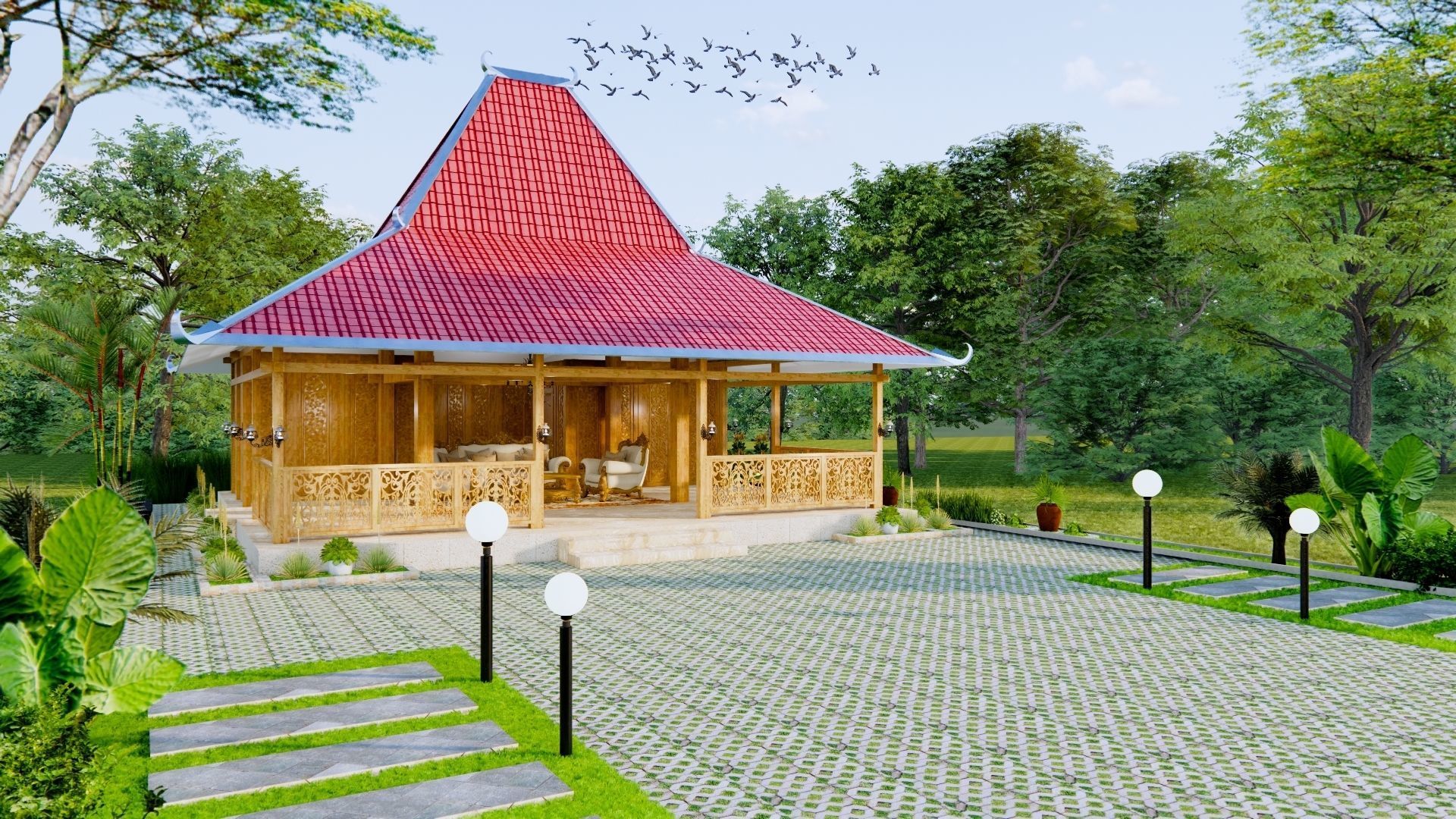 Joglo Traditional Java Wood House Design 3D model | CGTrader