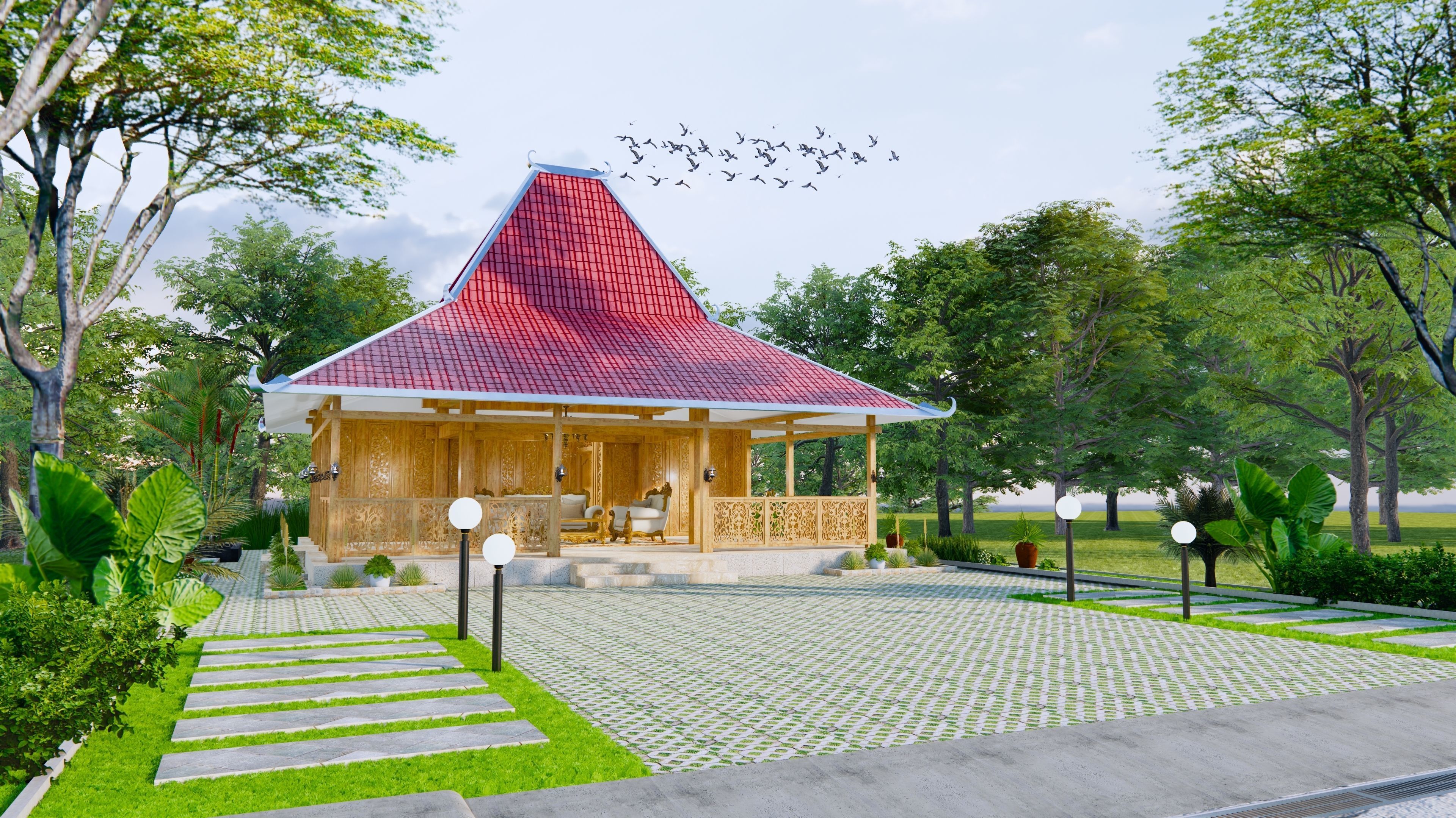 Joglo Traditional Java Wood House Design 3D model | CGTrader