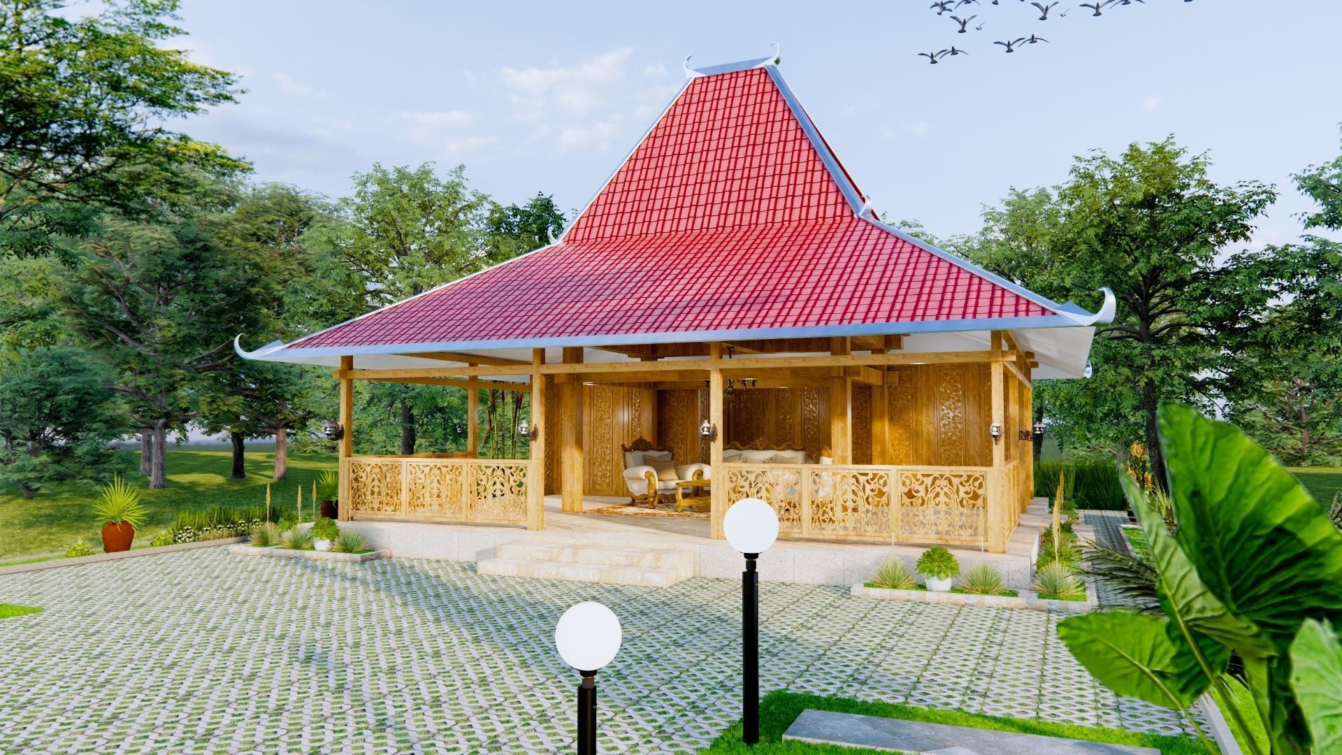 Joglo Traditional Java Wood House Design 3D model | CGTrader