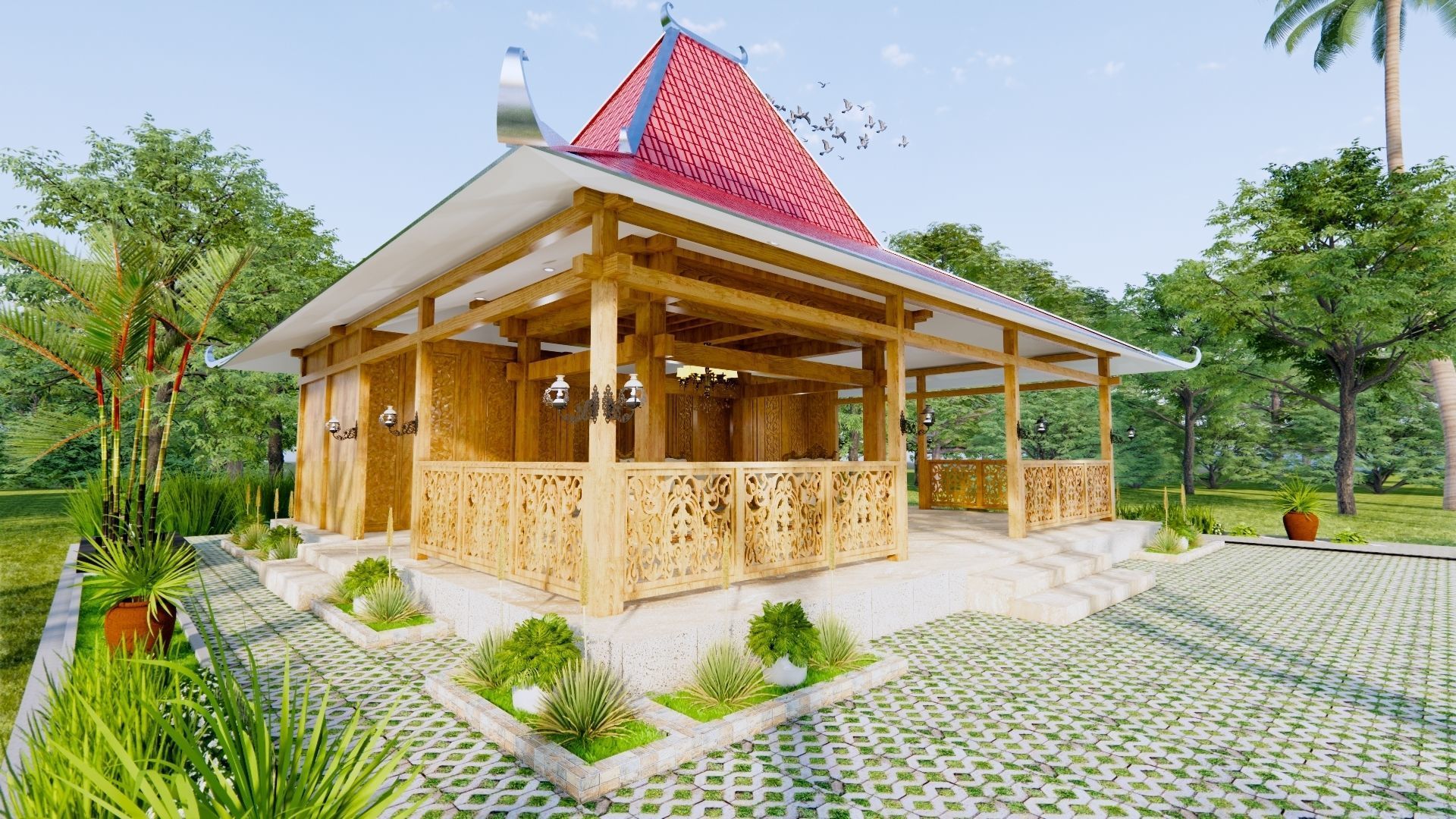 Joglo Traditional Java Wood House Design 3D model | CGTrader