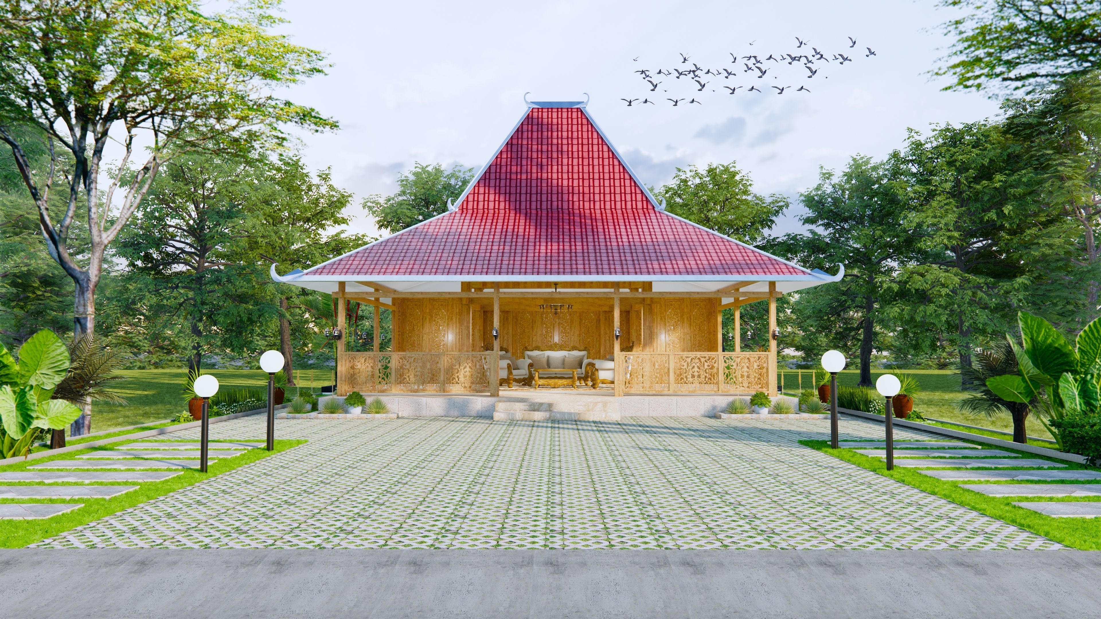 Joglo Traditional Java Wood House Design 3D model | CGTrader