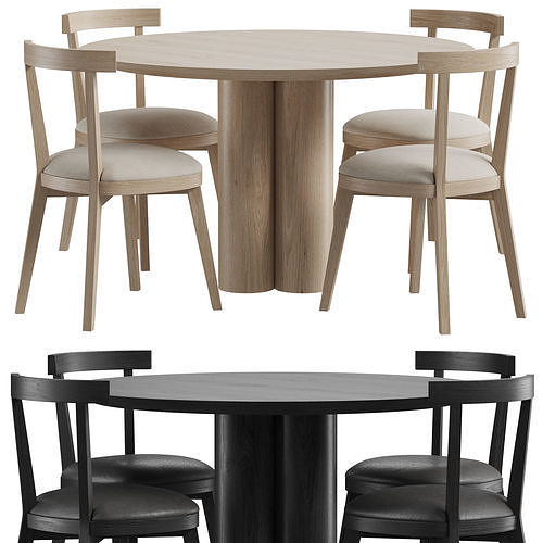 The Reade Round Dining Table and Allen chair 3D model | CGTrader
