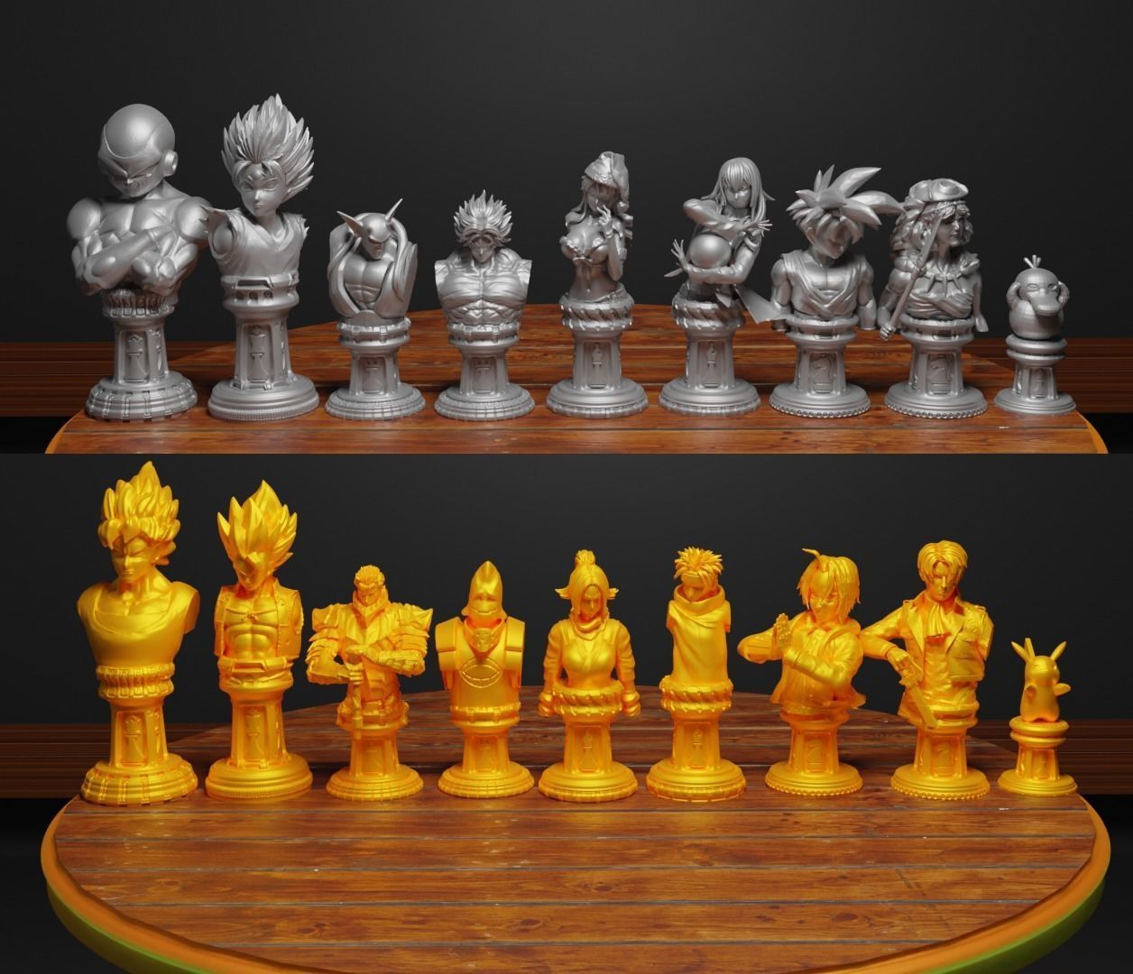 Anime Figure Chess Set Anime Character Chess Pieces 3D model 3D ...