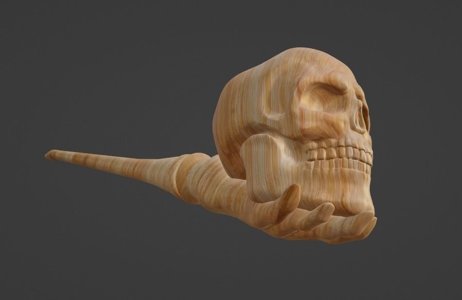 Pipe smoking skull 3D model 3D printable | CGTrader