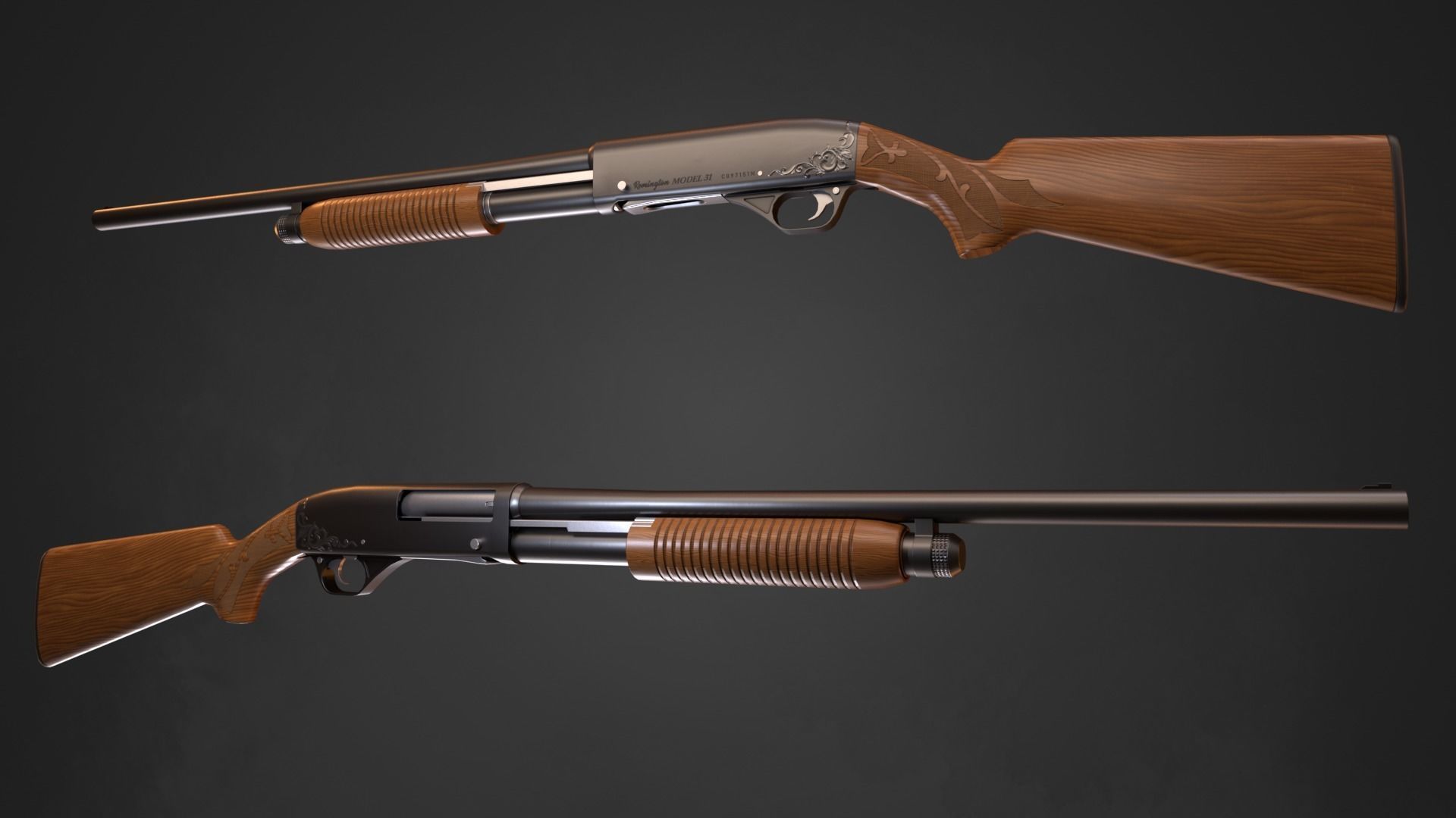 Shotgun Remington Model 31 in 3 types free VR / AR / low-poly 3D model ...