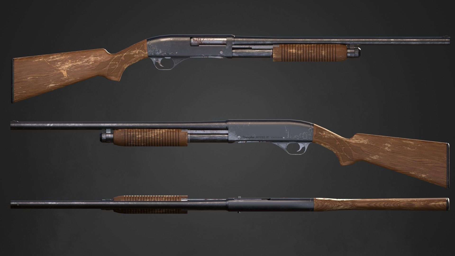 Shotgun Remington Model 31 in 3 types free VR / AR / low-poly 3D model ...