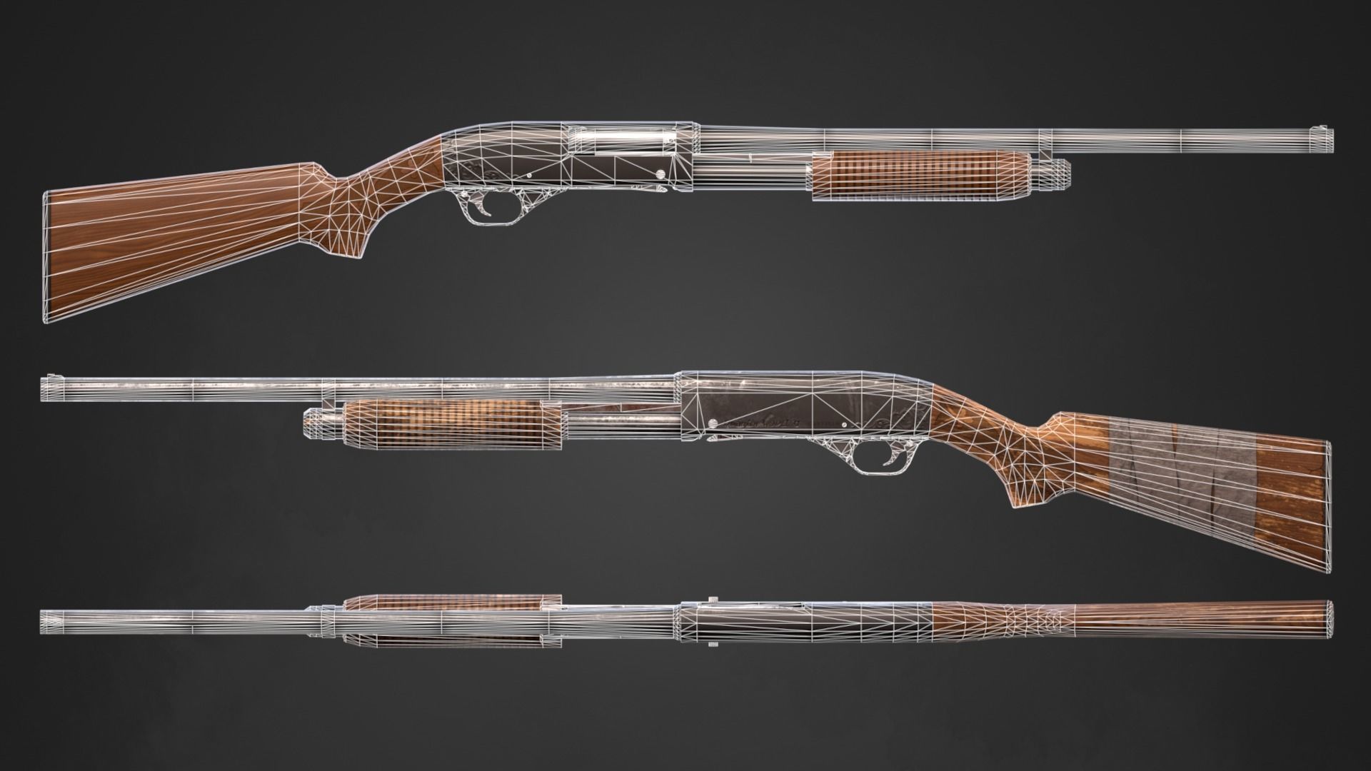 Shotgun Remington Model 31 in 3 types free VR / AR / low-poly 3D model ...