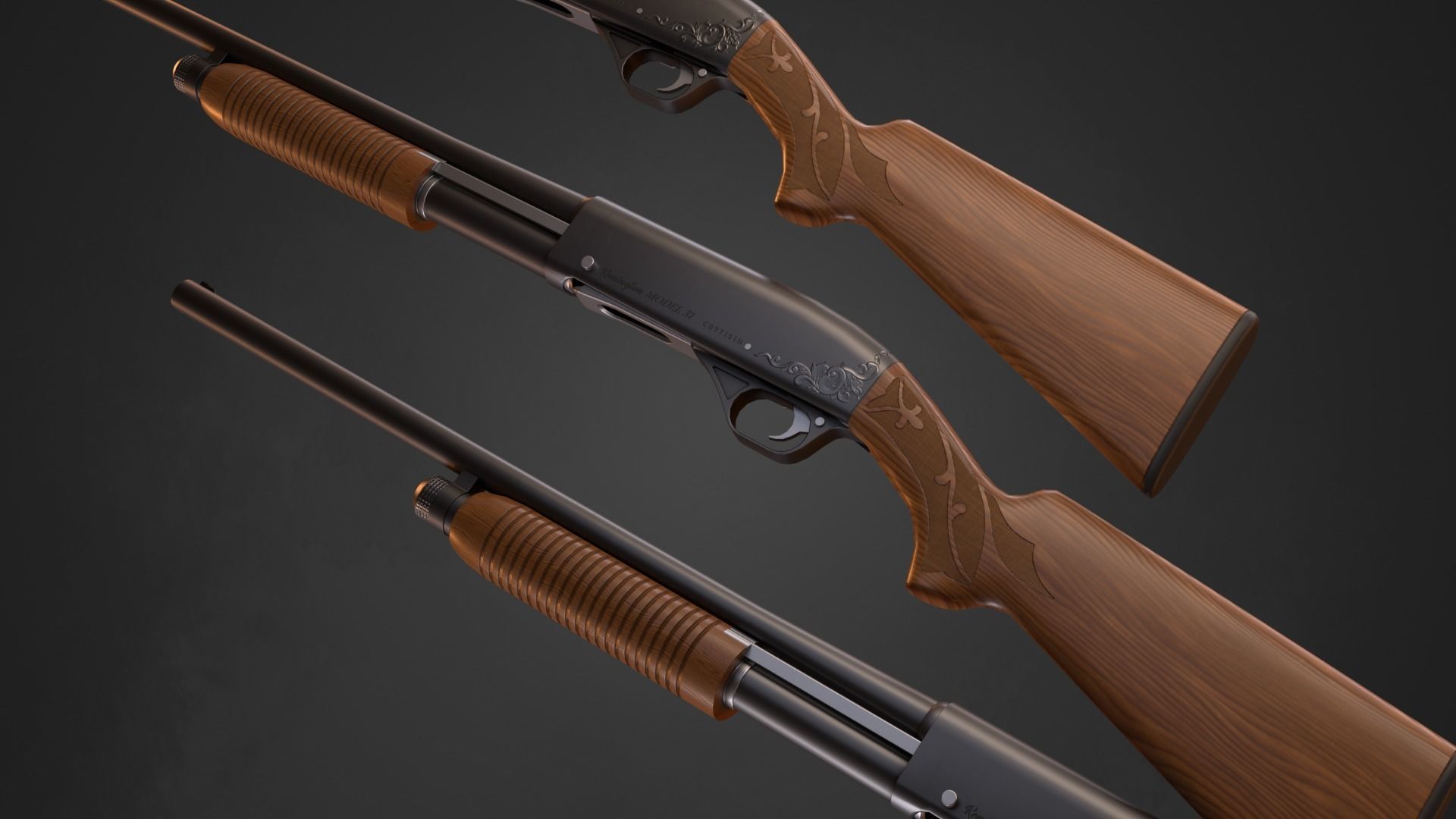 Shotgun Remington Model 31 in 3 types free VR / AR / low-poly 3D model ...
