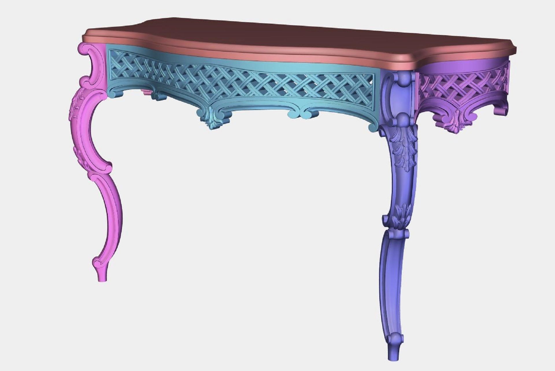 Carved console 2 leg table for CNC 02 3D model | CGTrader