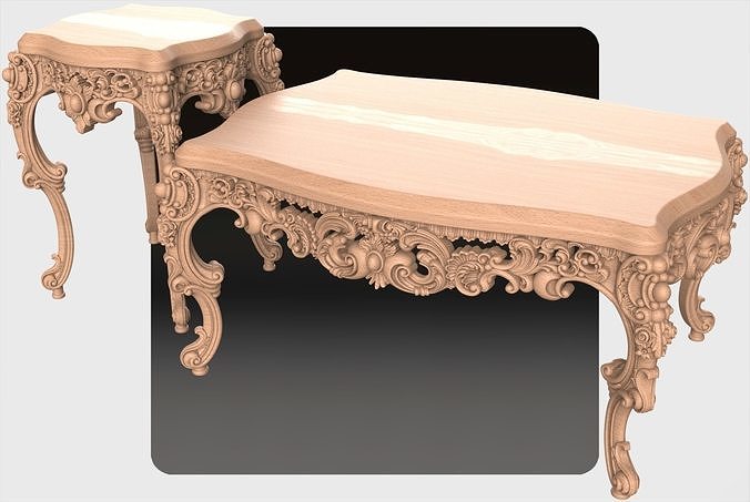Carved tea table for CNC 03 3D model | CGTrader