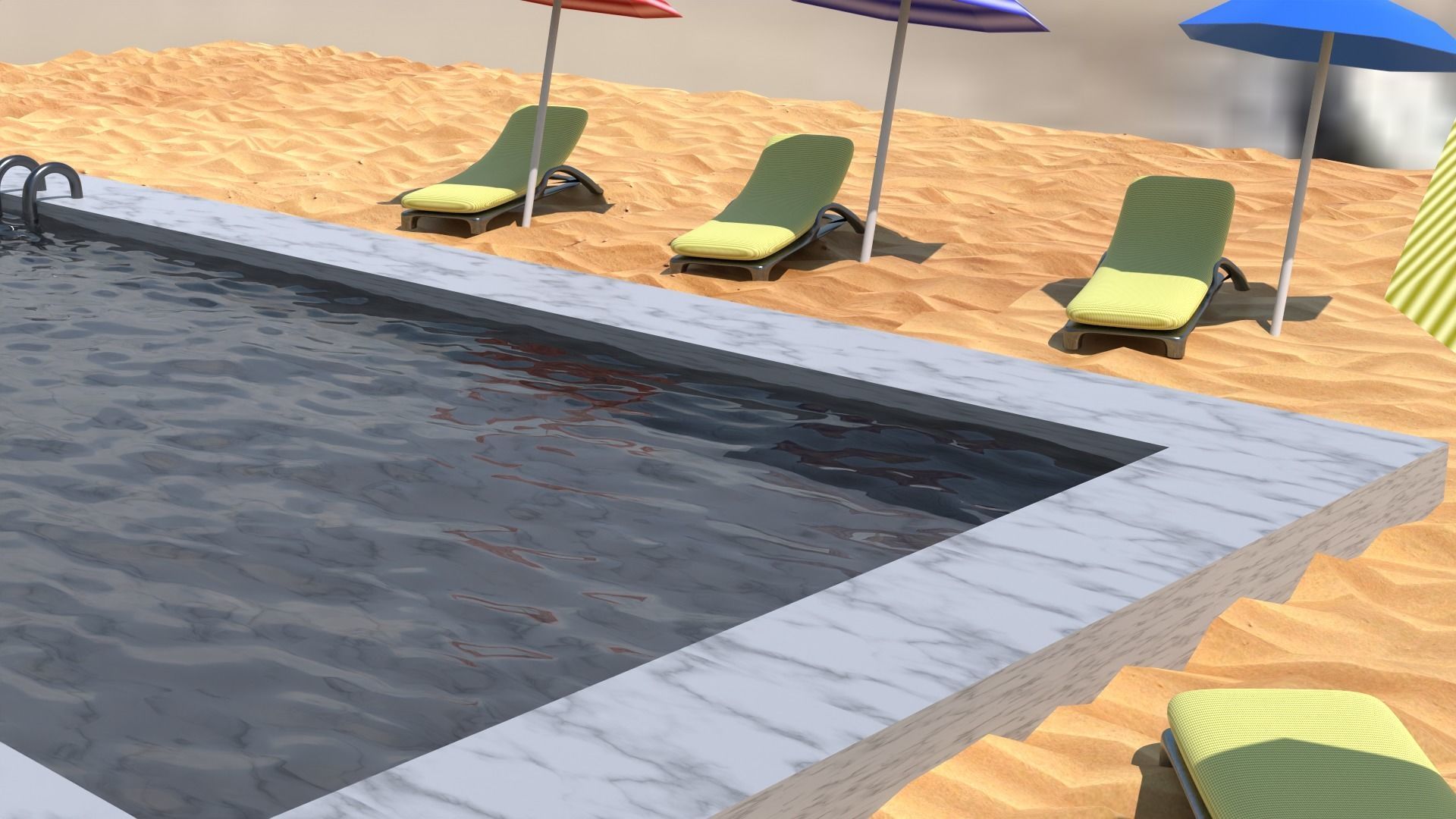 pool in sand- high 3d model free 3D model | CGTrader