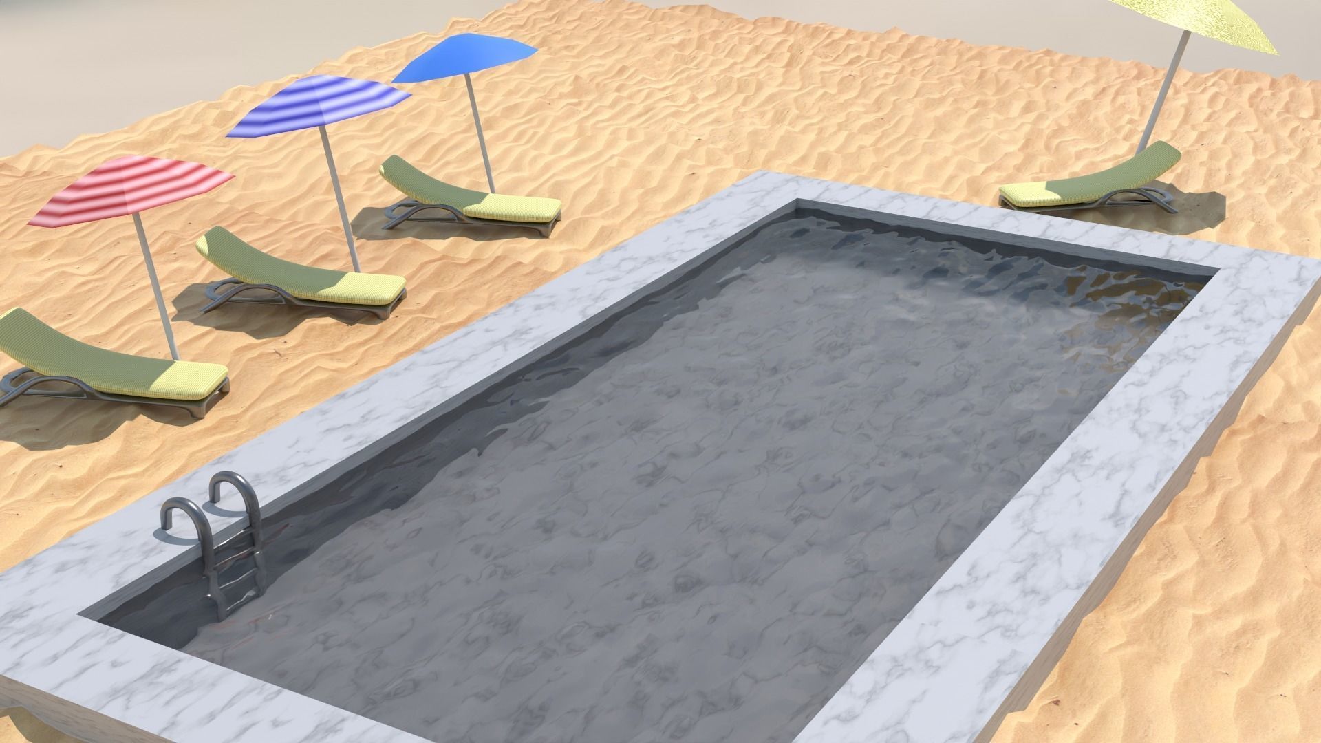 pool in sand- high 3d model free 3D model | CGTrader
