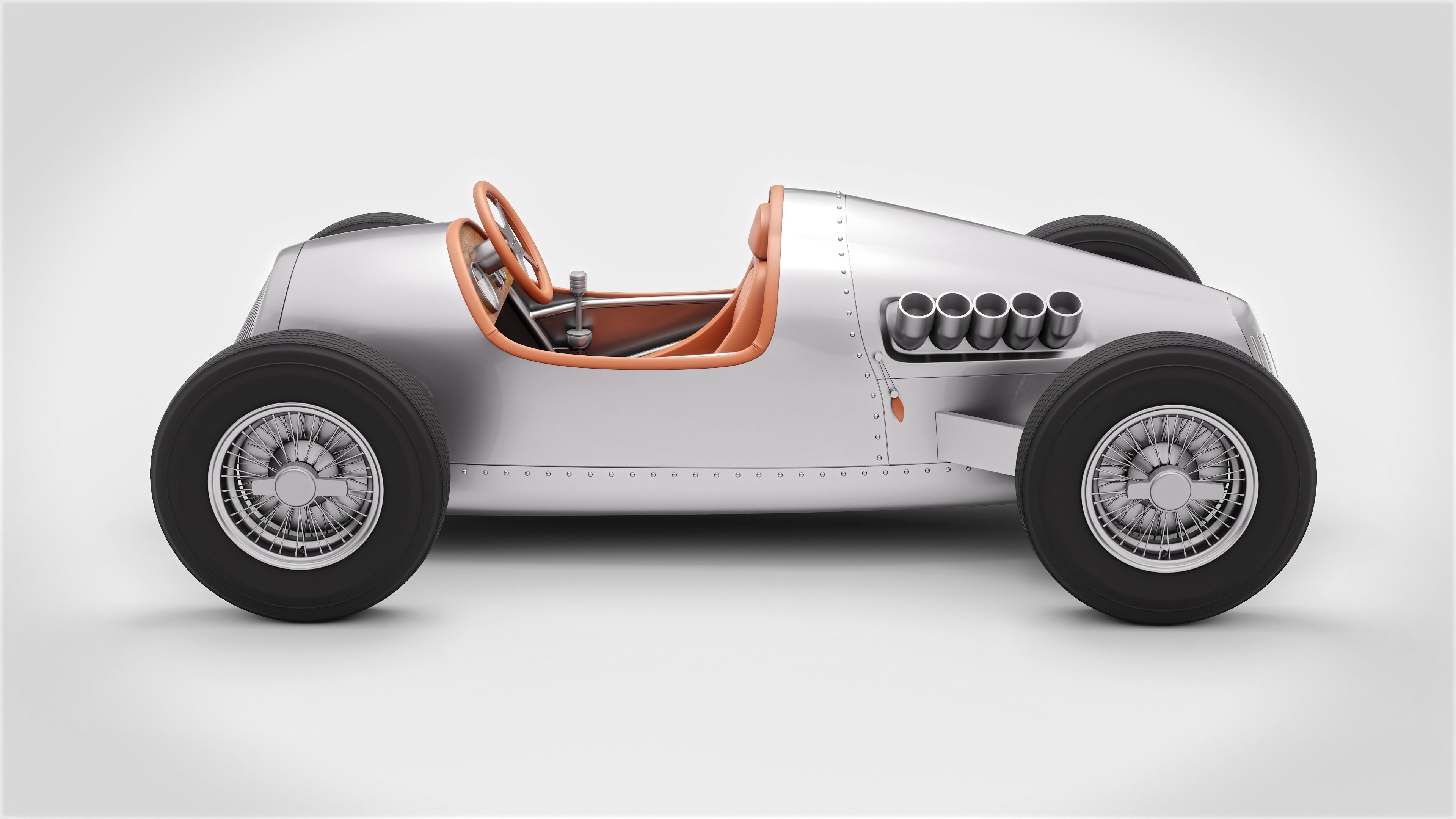 Silver Racing Push Car - Kids 3D model | CGTrader