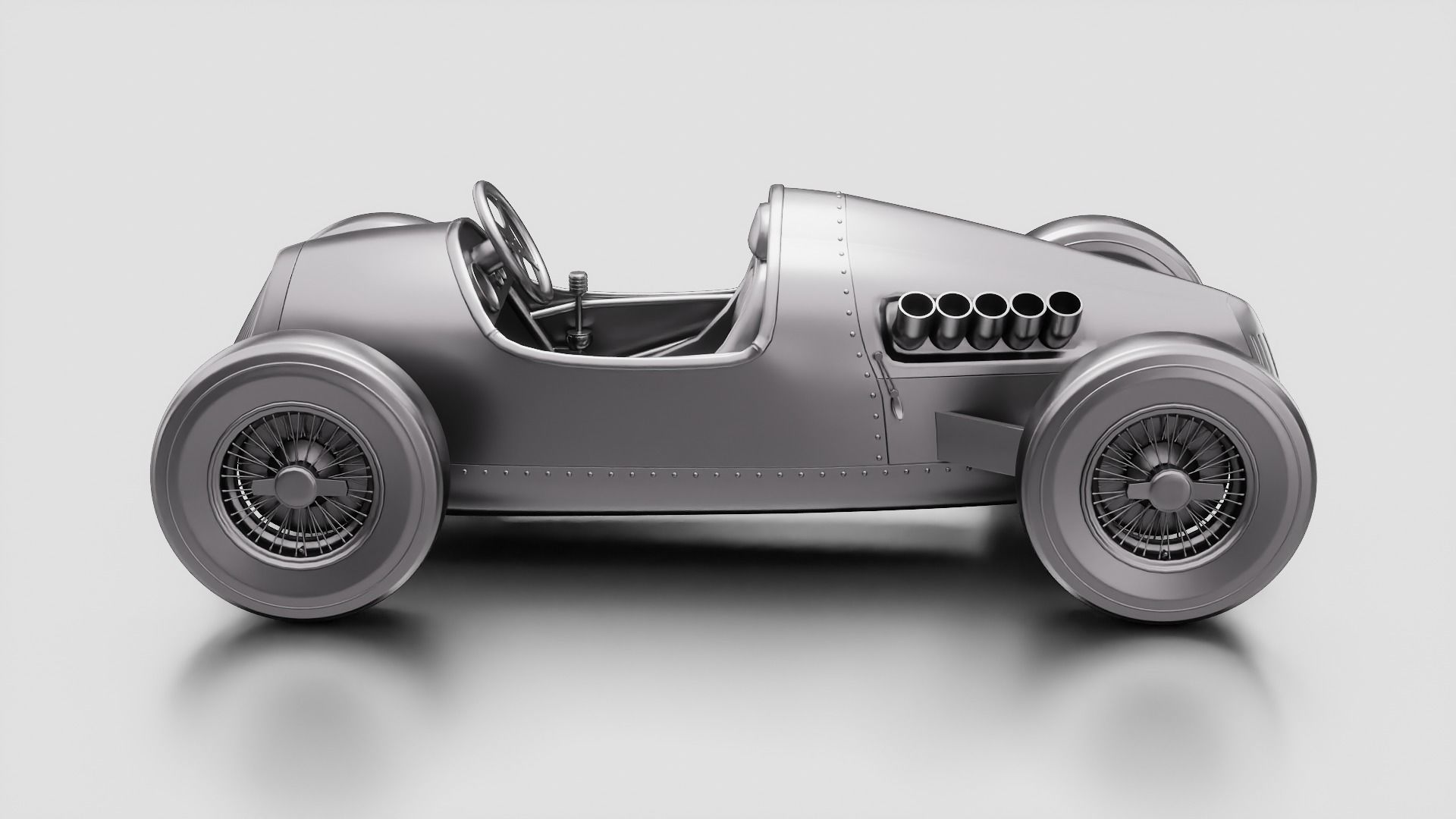 Silver Racing Push Car - Kids 3D model | CGTrader