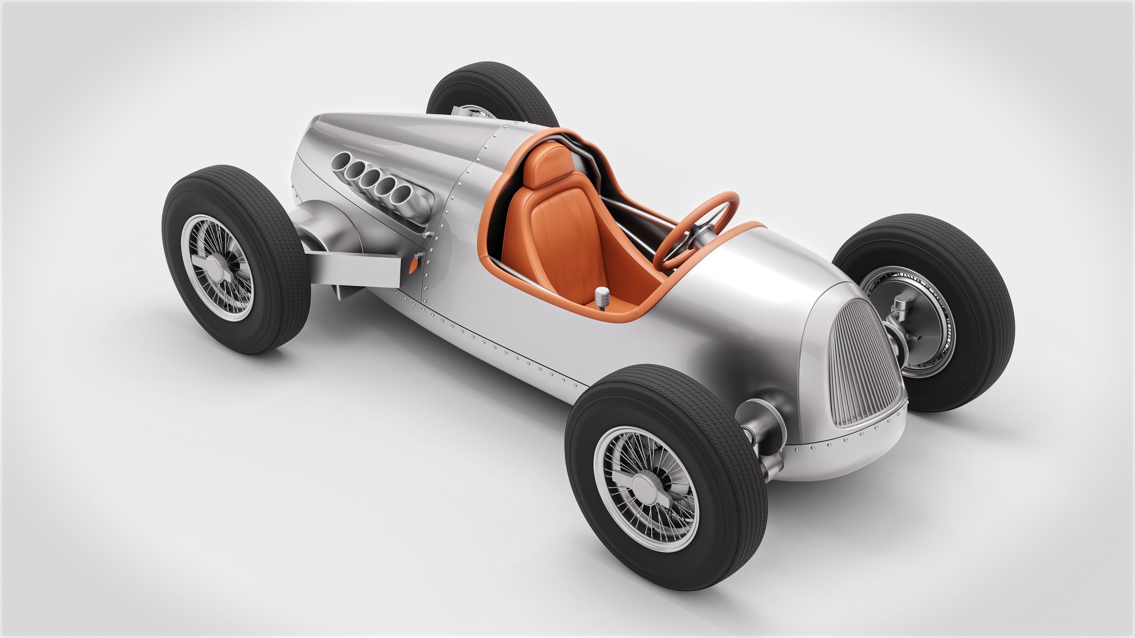 Silver Racing Push Car - Kids 3D model | CGTrader