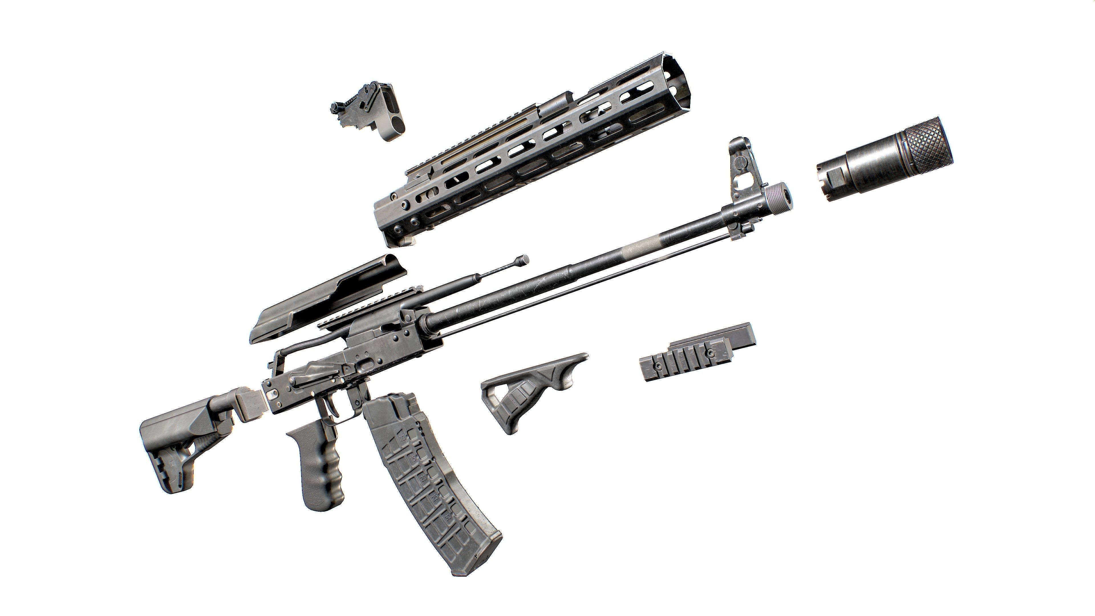 3D model AK-74M Custom v1 VR / AR / low-poly | CGTrader