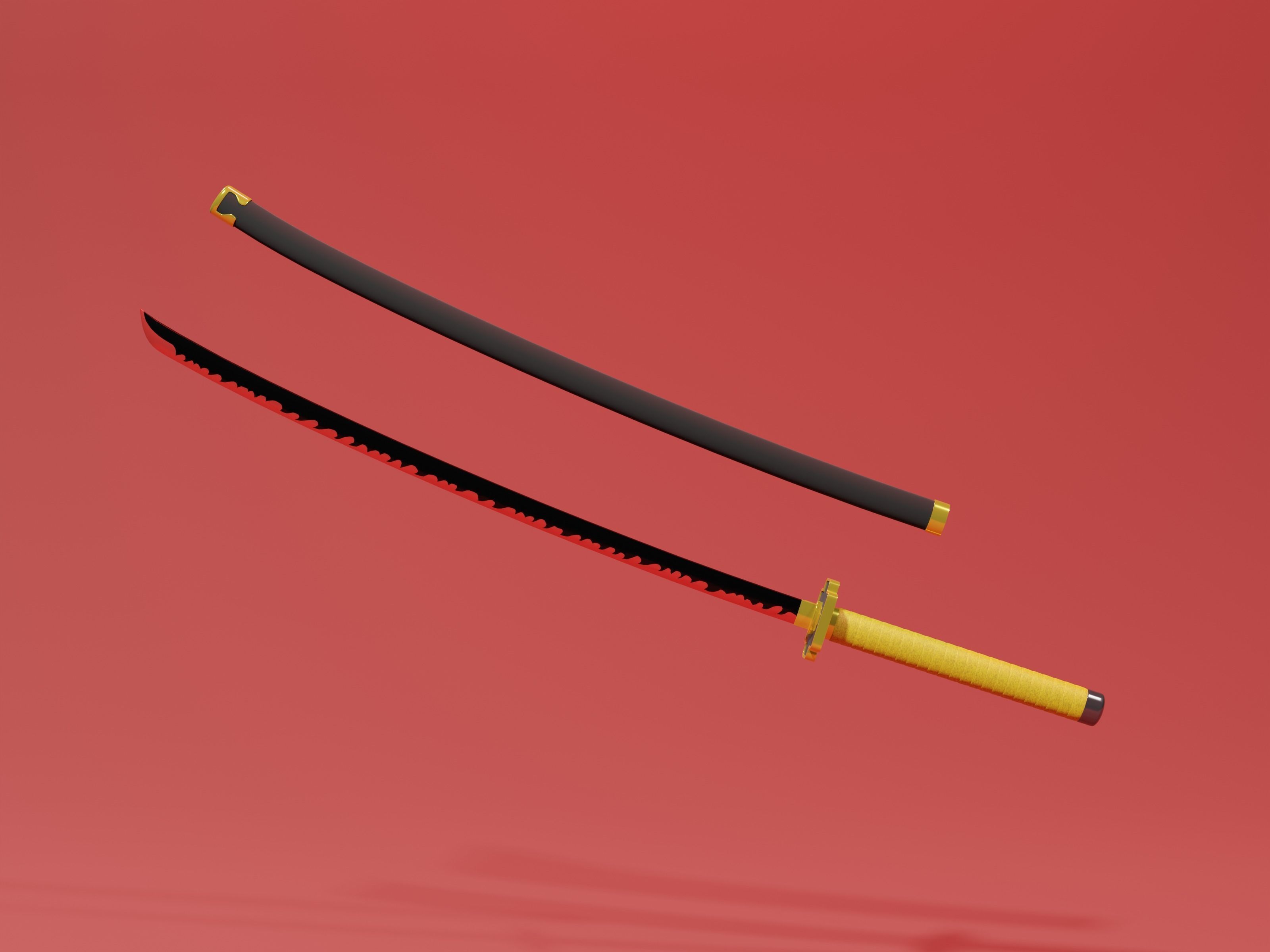 Yoriichi Sword - Demon Slayer kimetsu no yaiba Low-poly 3D model 3D ...