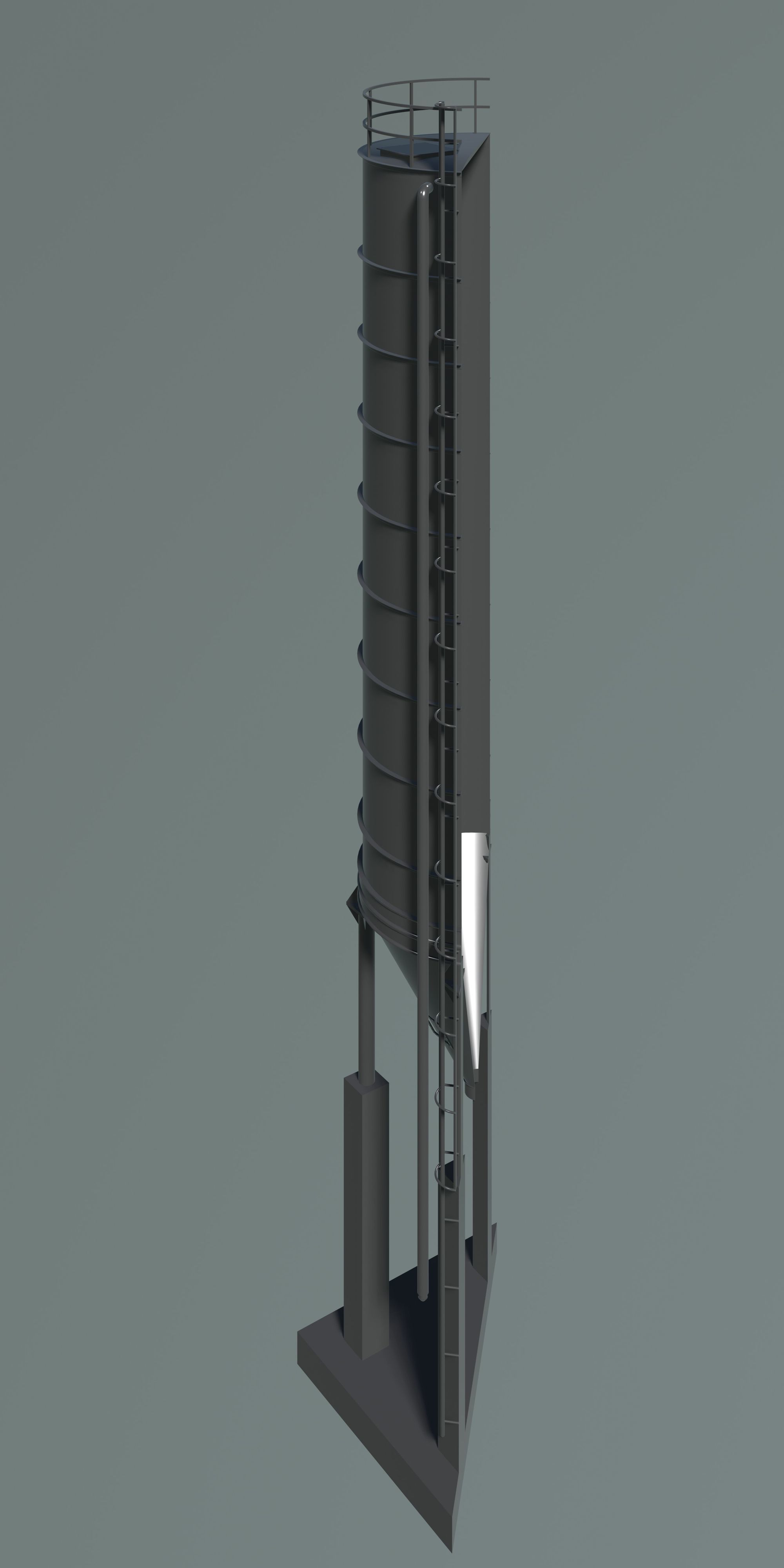 Silo in draft section cut 3D model | CGTrader