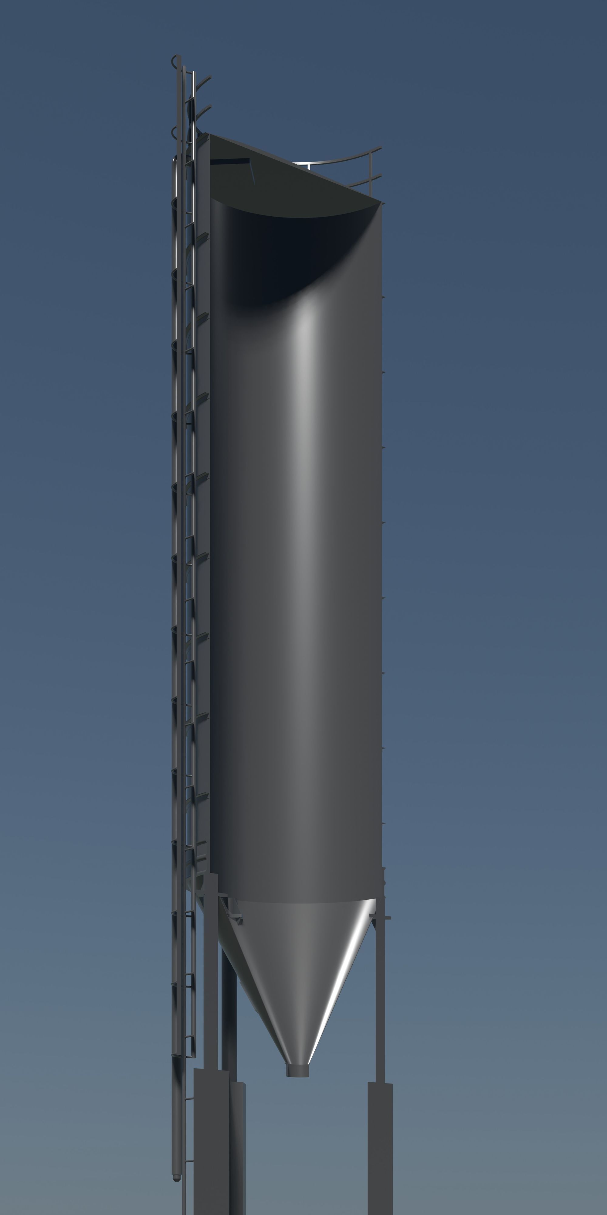 Silo in draft section cut 3D model | CGTrader