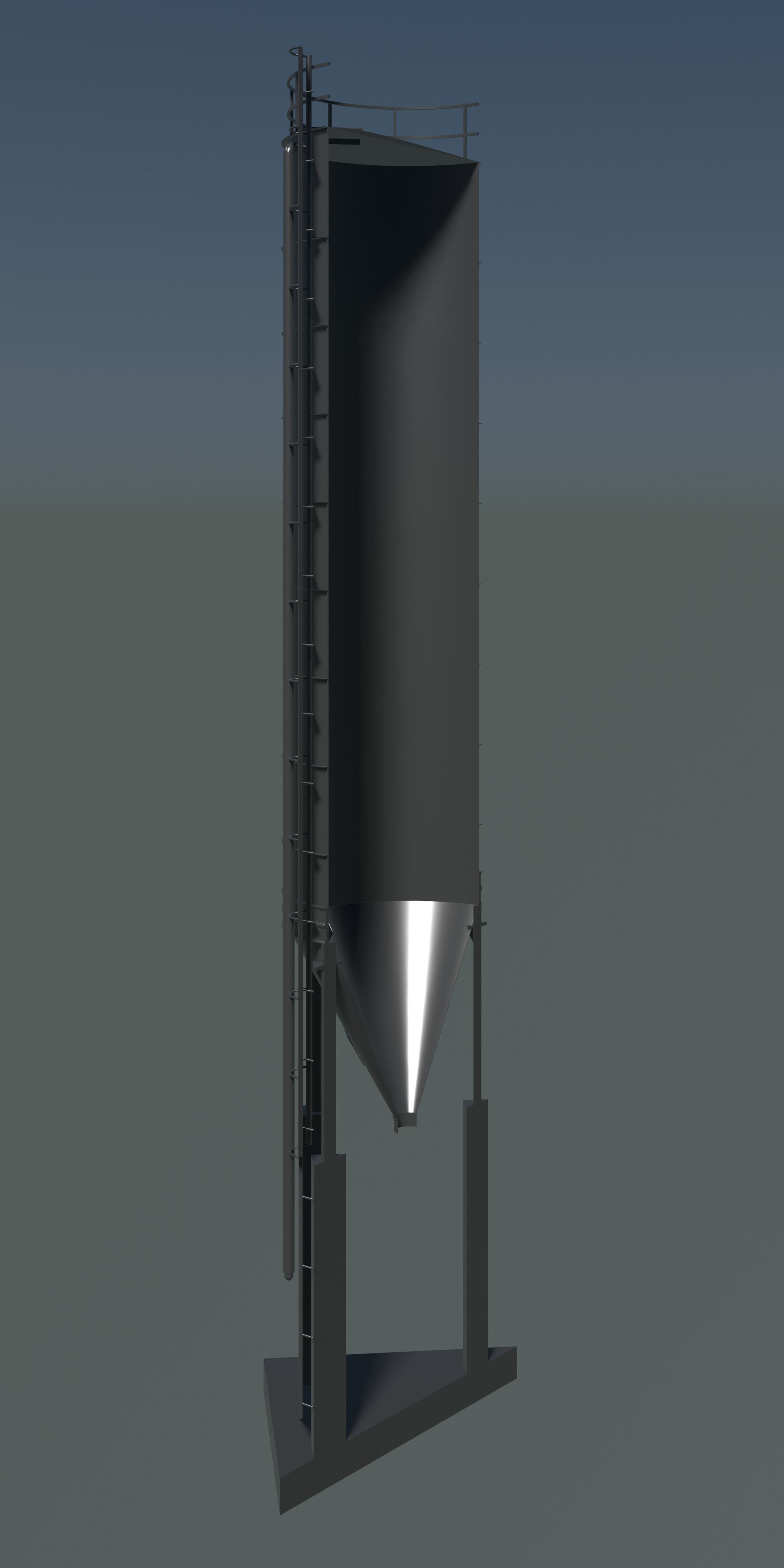 Silo in draft section cut 3D model | CGTrader