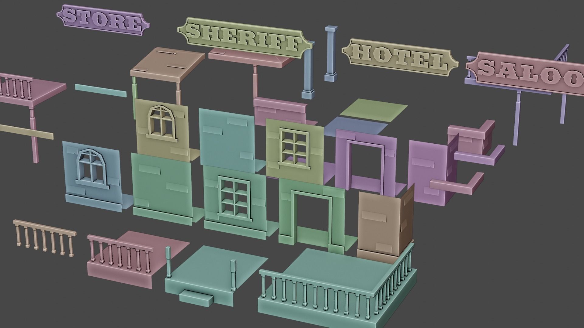 3D model Modular Building Wild West Cowboy Stylized Low Poly 3D Model ...