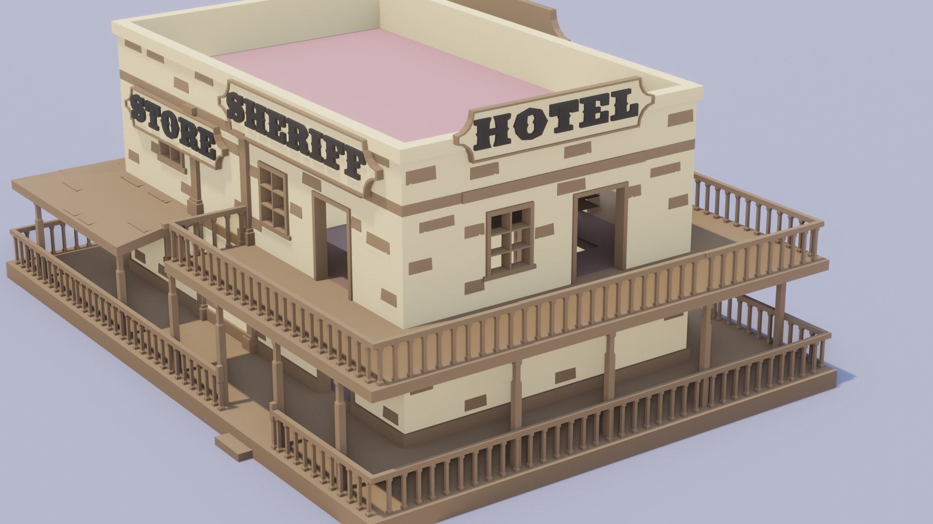 3D model Modular Building Wild West Cowboy Stylized Low Poly 3D Model ...