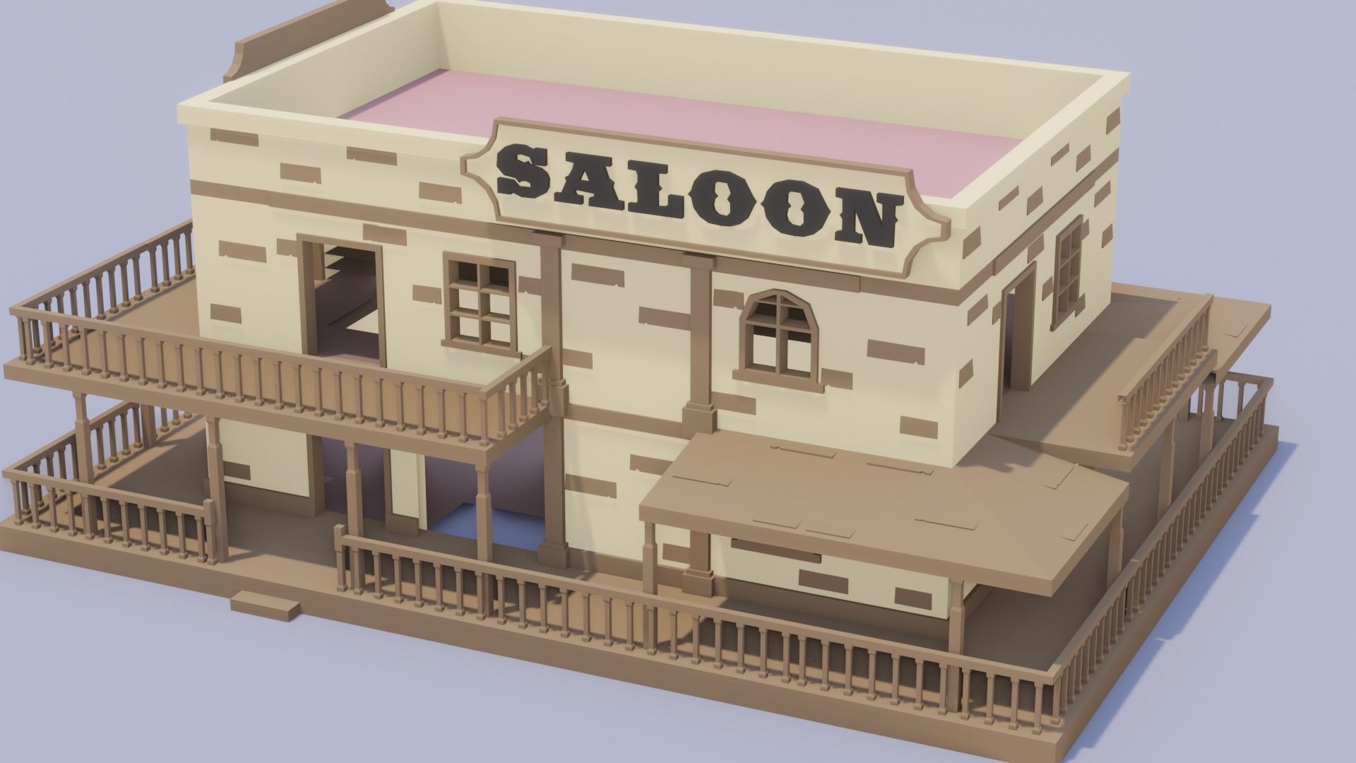 3D model Modular Building Wild West Cowboy Stylized Low Poly 3D Model ...