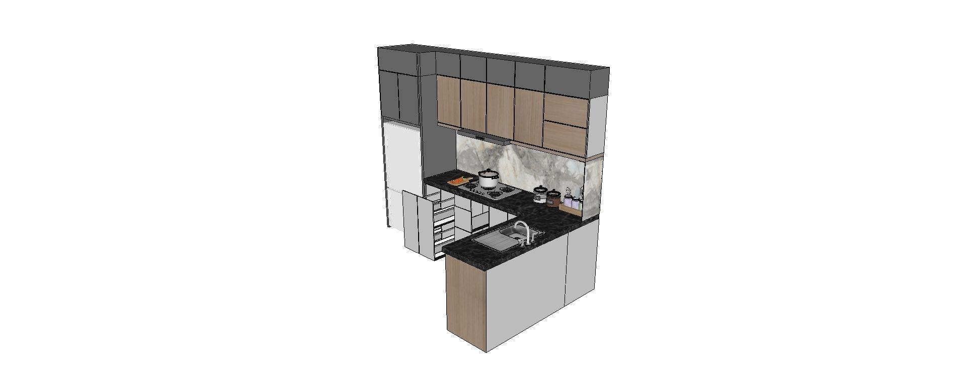 Kitchen set Letter L Minimalist Modern 3D model | CGTrader