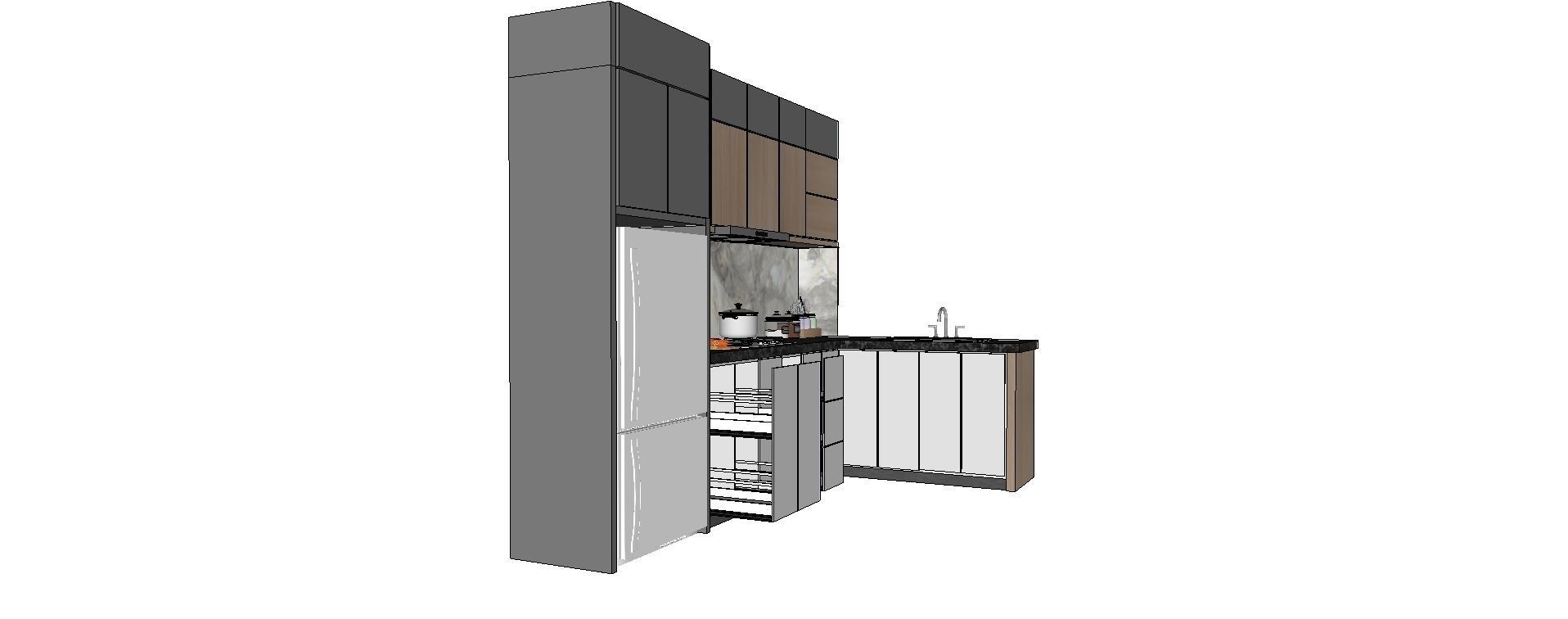 Kitchen set Letter L Minimalist Modern 3D model | CGTrader