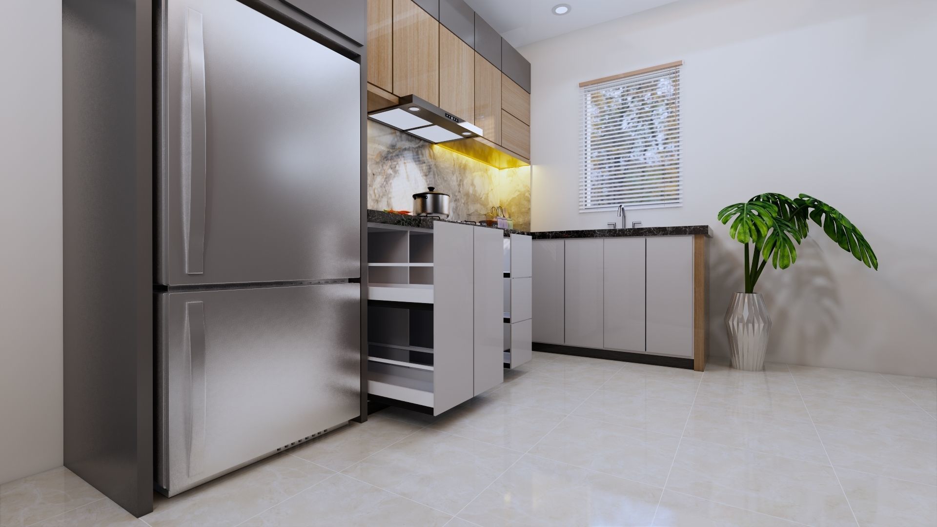 Kitchen set Letter L Minimalist Modern 3D model | CGTrader