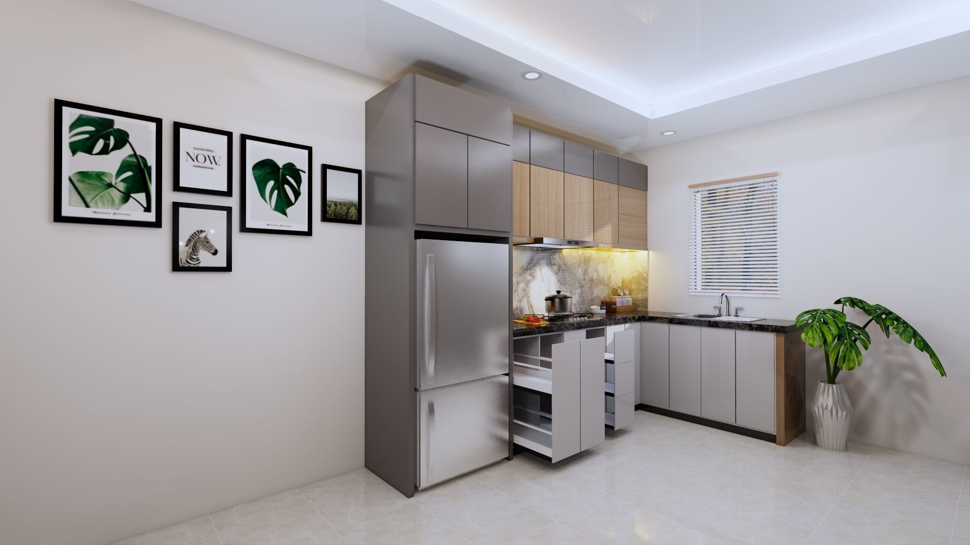 Kitchen set Letter L Minimalist Modern 3D model | CGTrader