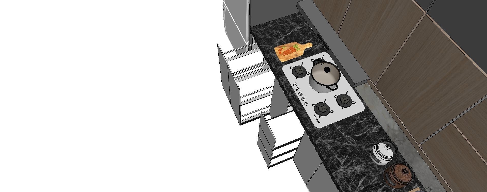 Kitchen set Letter L Minimalist Modern 3D model | CGTrader