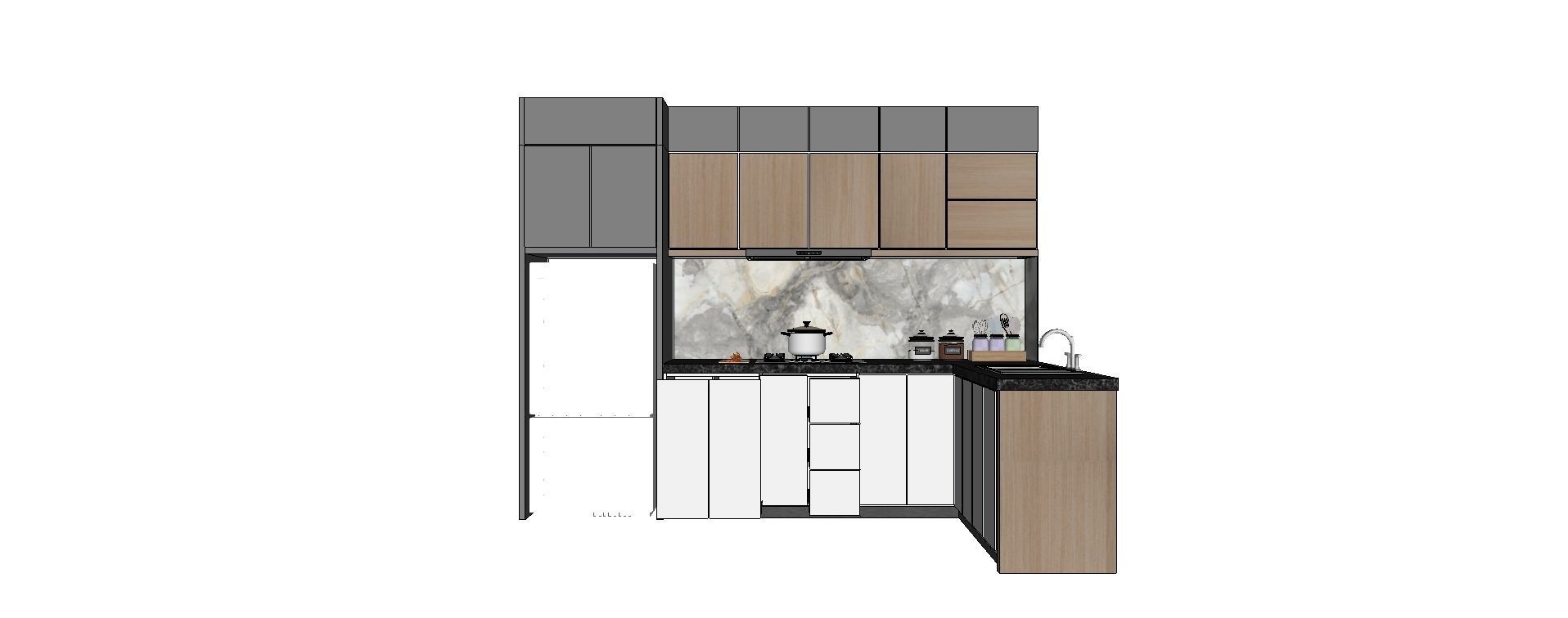 Kitchen set Letter L Minimalist Modern 3D model | CGTrader