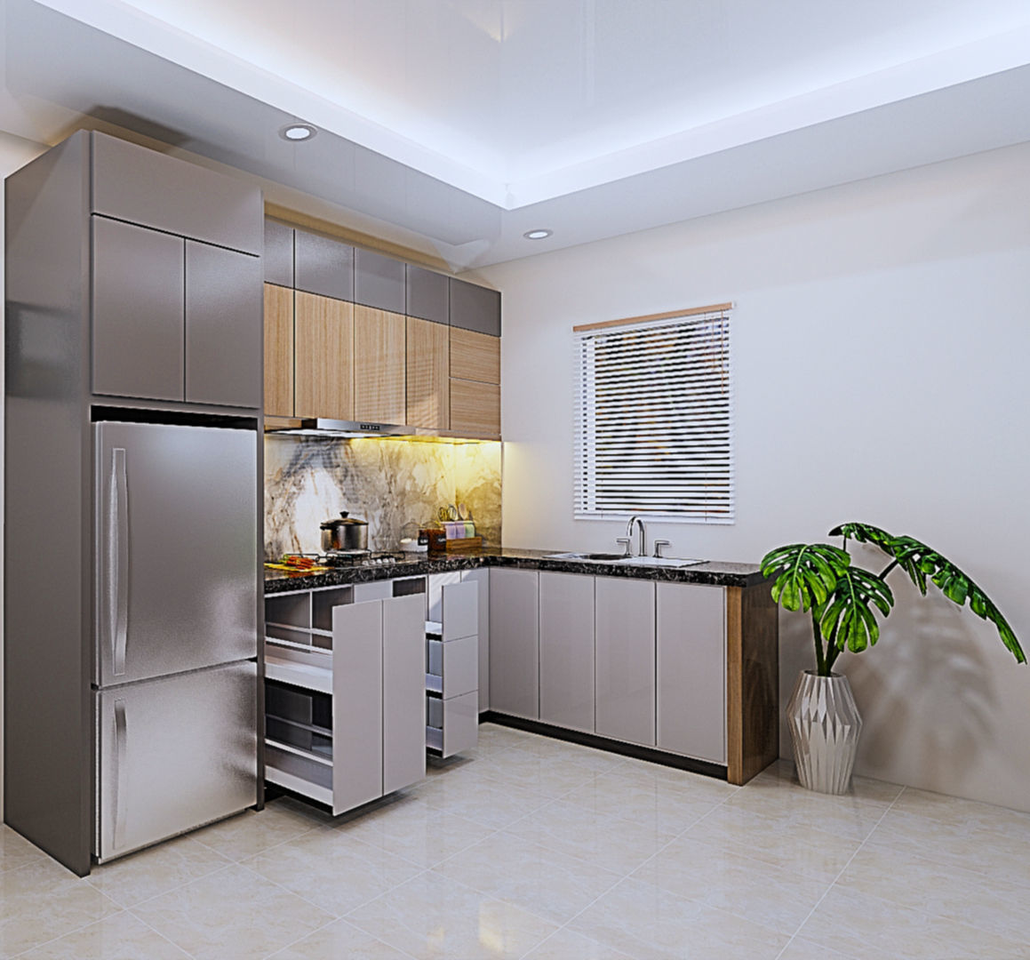 Kitchen set Letter L Minimalist Modern 3D model | CGTrader