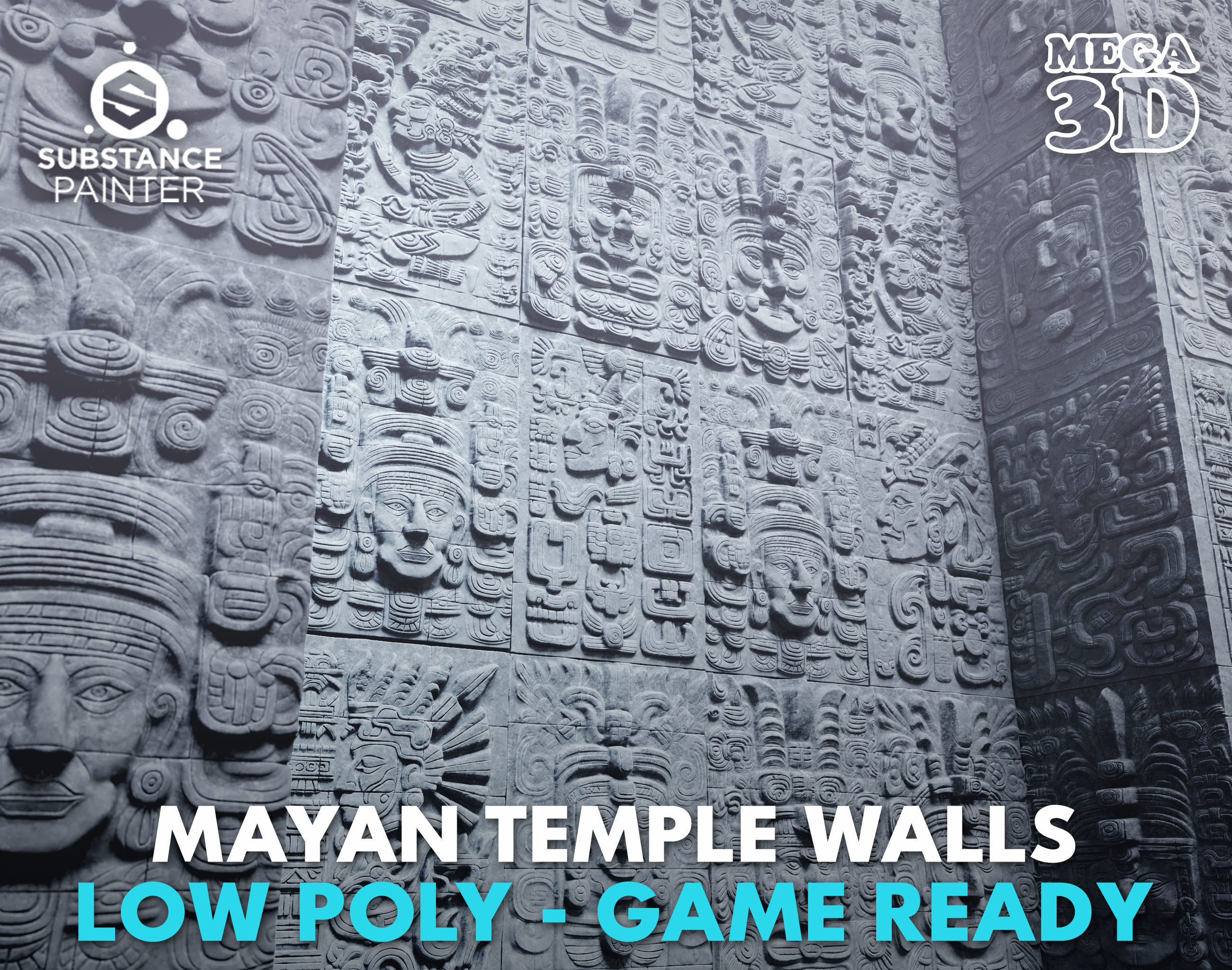 3D model Low poly Gray Mayan Temple Wall 230719 VR / AR / low-poly ...