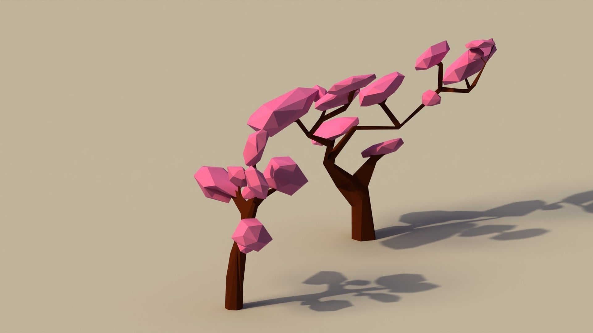 3D model Low Poly Cherry Trees VR / AR / low-poly | CGTrader