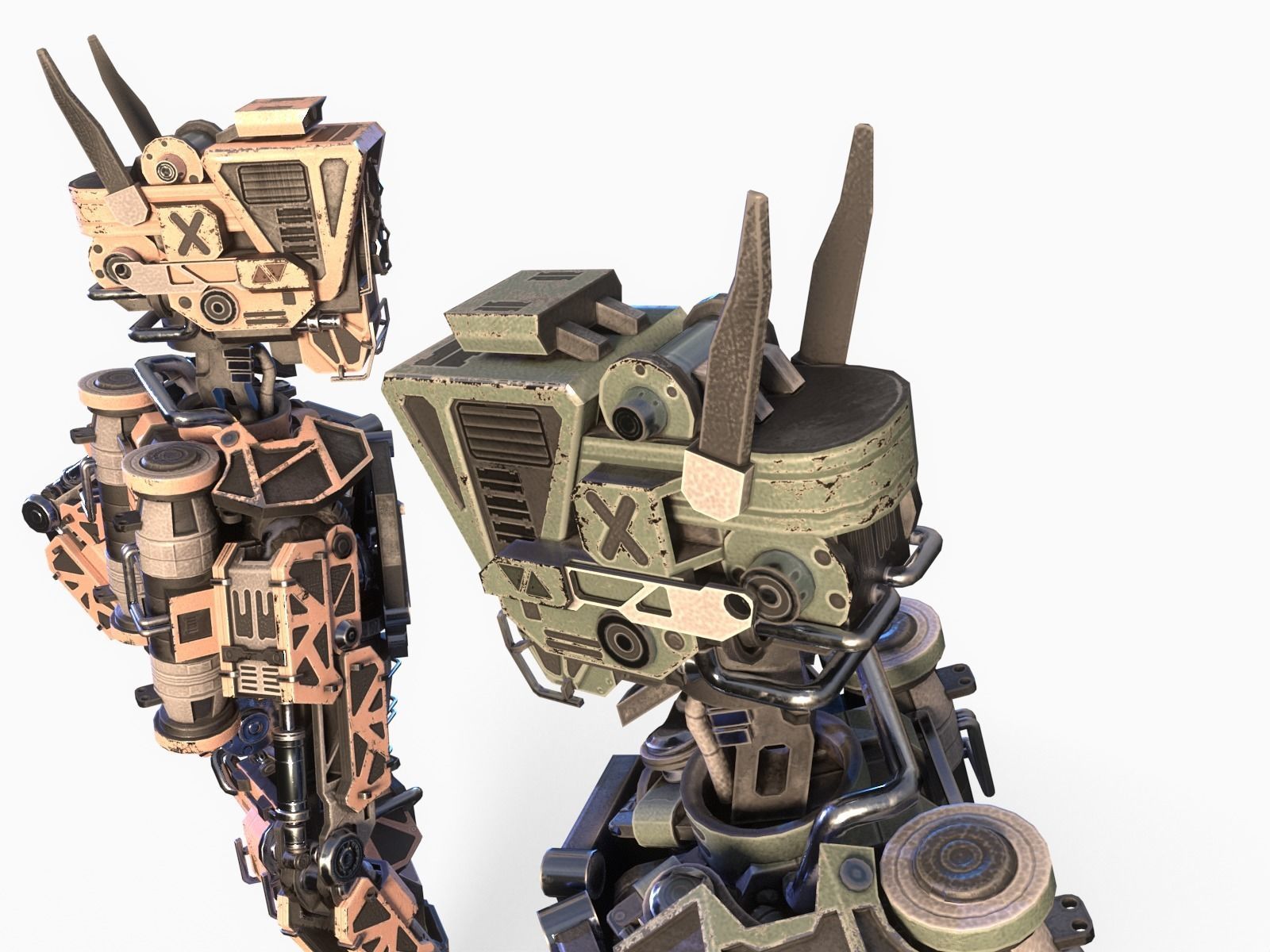 3D model Military robot character Unity UE lowpoly gameready rigged ...