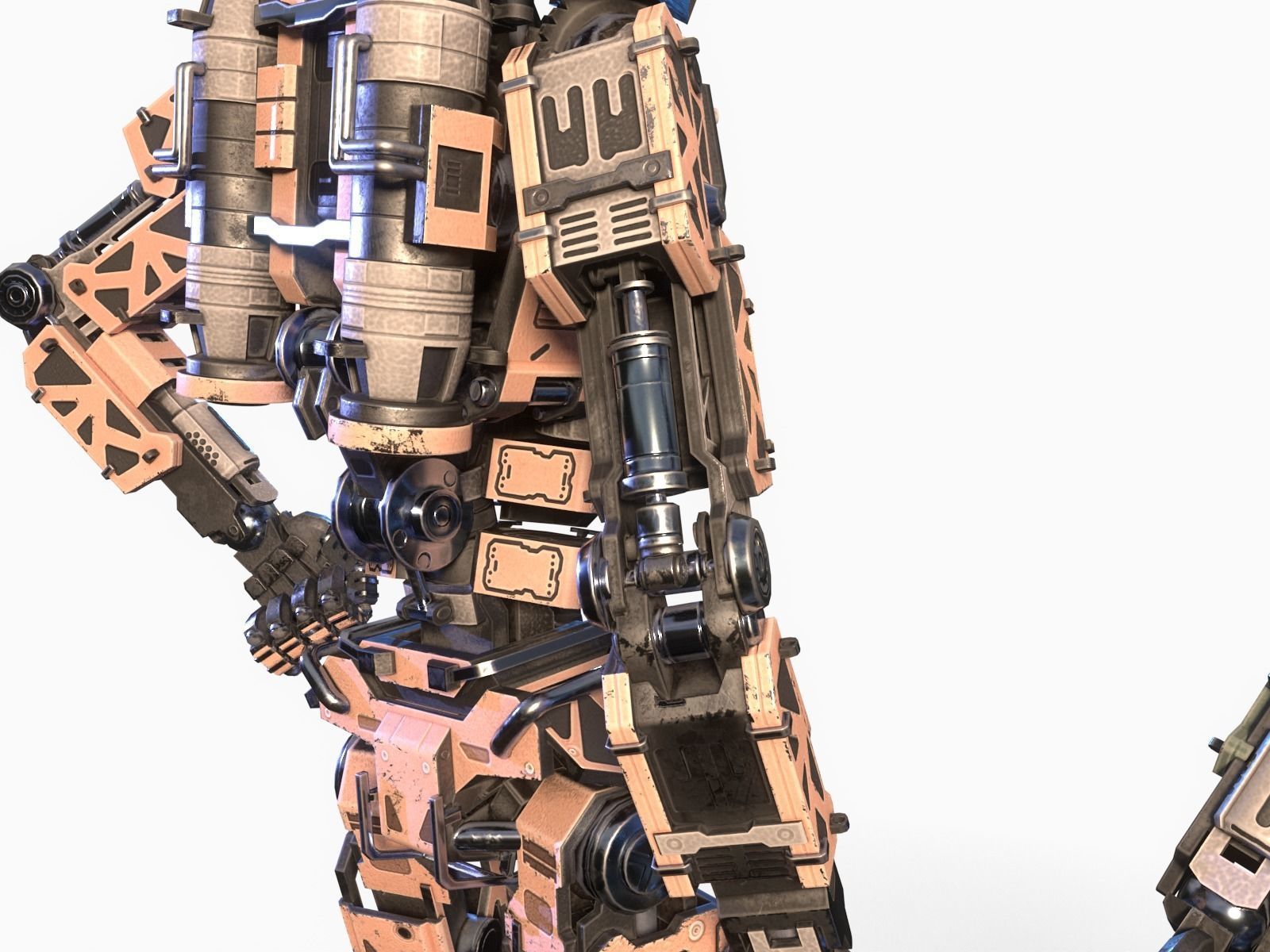 3D model Military robot character Unity UE lowpoly gameready rigged ...